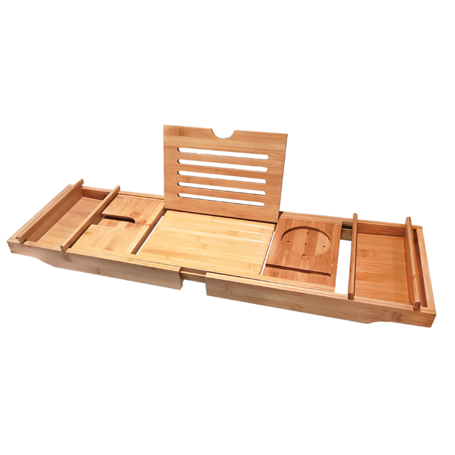 Bathtub Caddy Tray Adjustable Bamboo Spa Bathtub Caddy Organizer Book ...