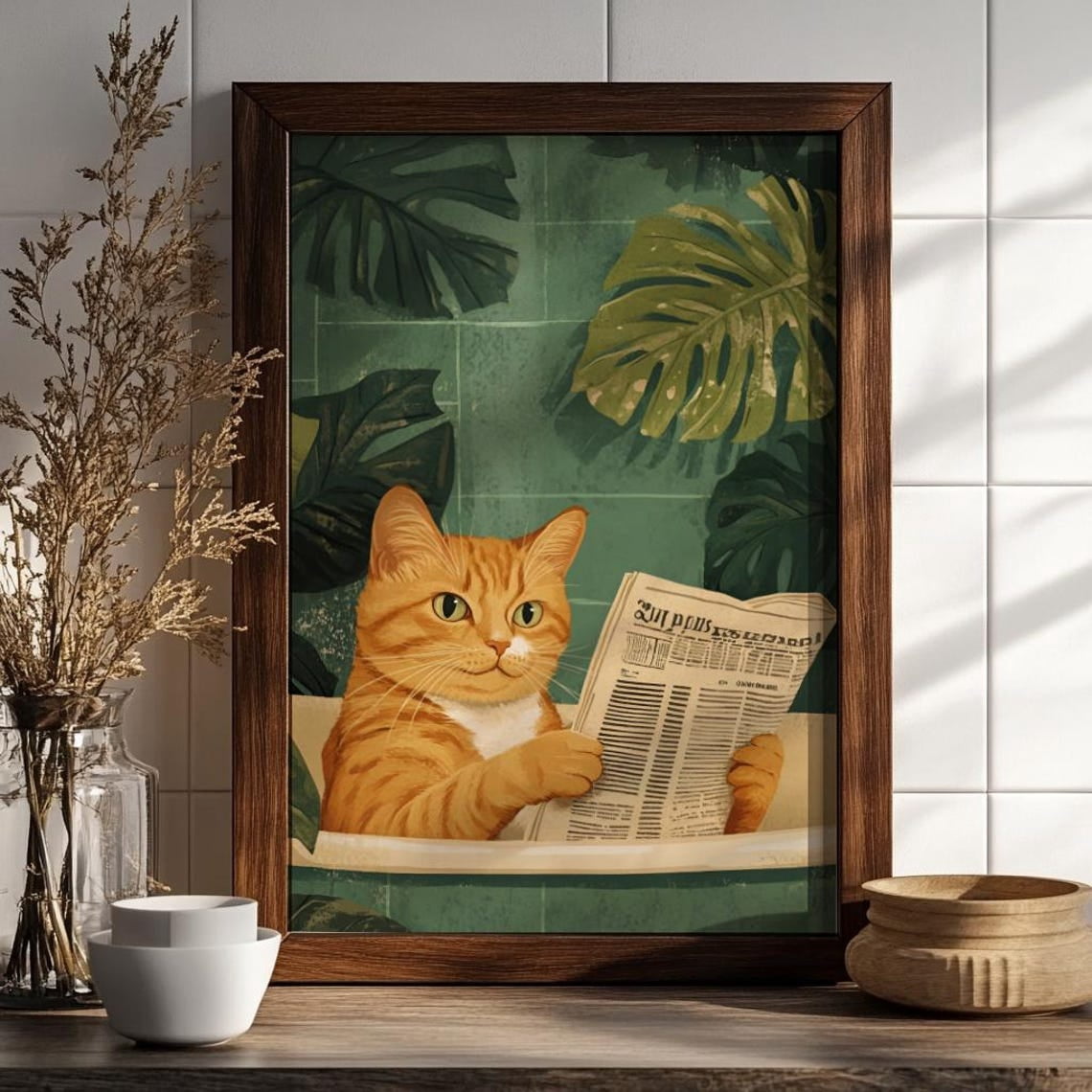 Bathtub Cat Print, Funny Cat Posters, Cat Funny Bathroom Wall Decor ...