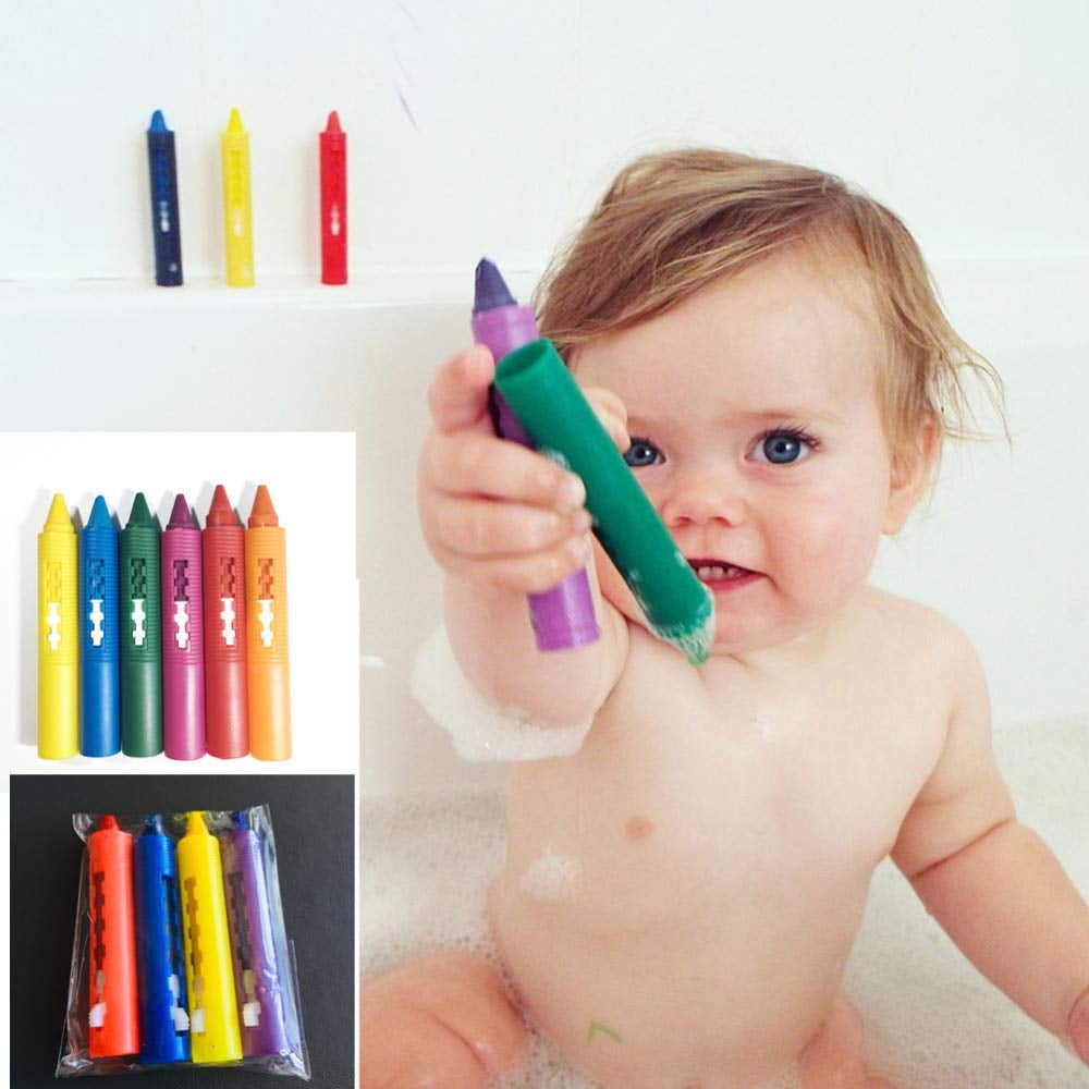 Bathtub Crayons for Toddlers - 6 Assorted Colors, Baby Bathtub Maker Erasable Graffiti Bathing ...