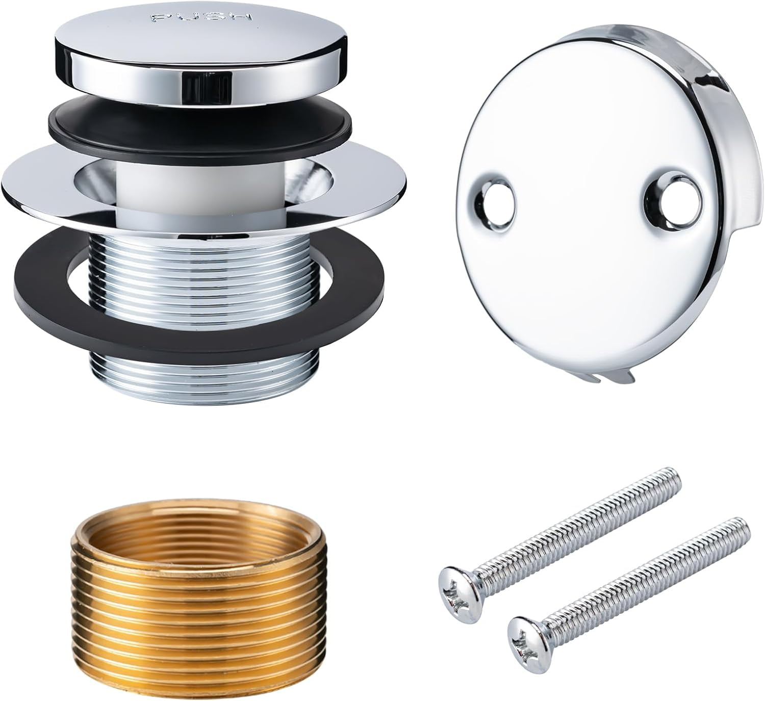 Bathtub Drain Tip-Toe Trim Set with Two-Hole Overflow Faceplate, Bath ...