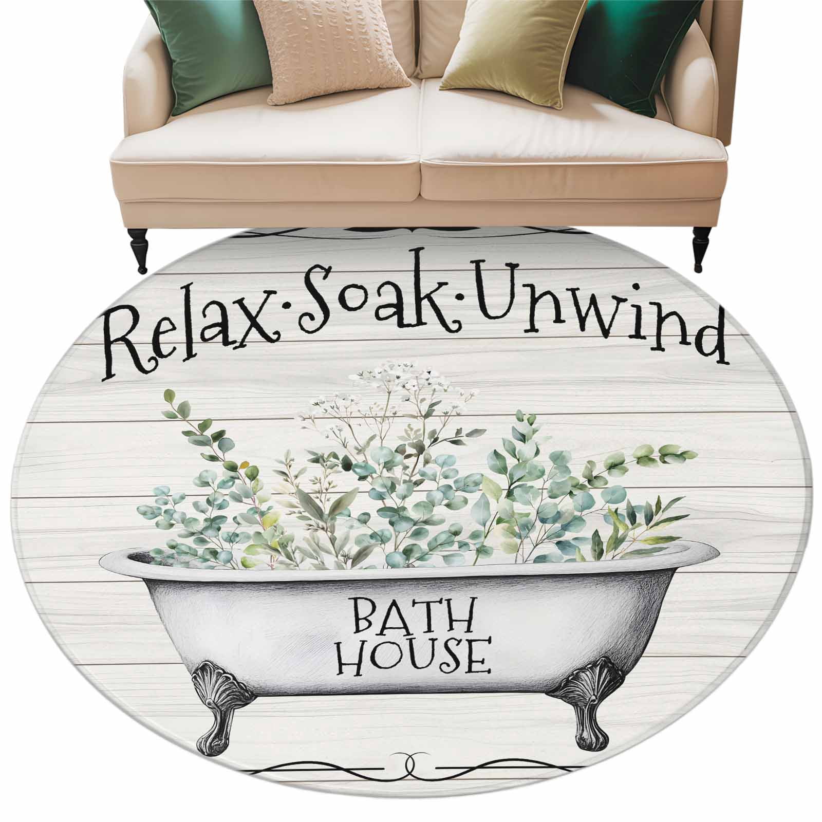 Bathtub Eucalyptus Leaves Large Area Rugs for Bedroom Living Room, Soft ...