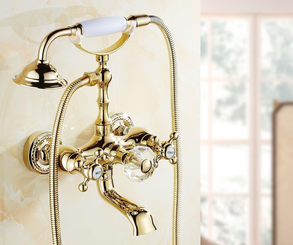 Bathtub Faucets Luxury Crystal Gold Bathroom Faucet Mixer Tap Wall ...
