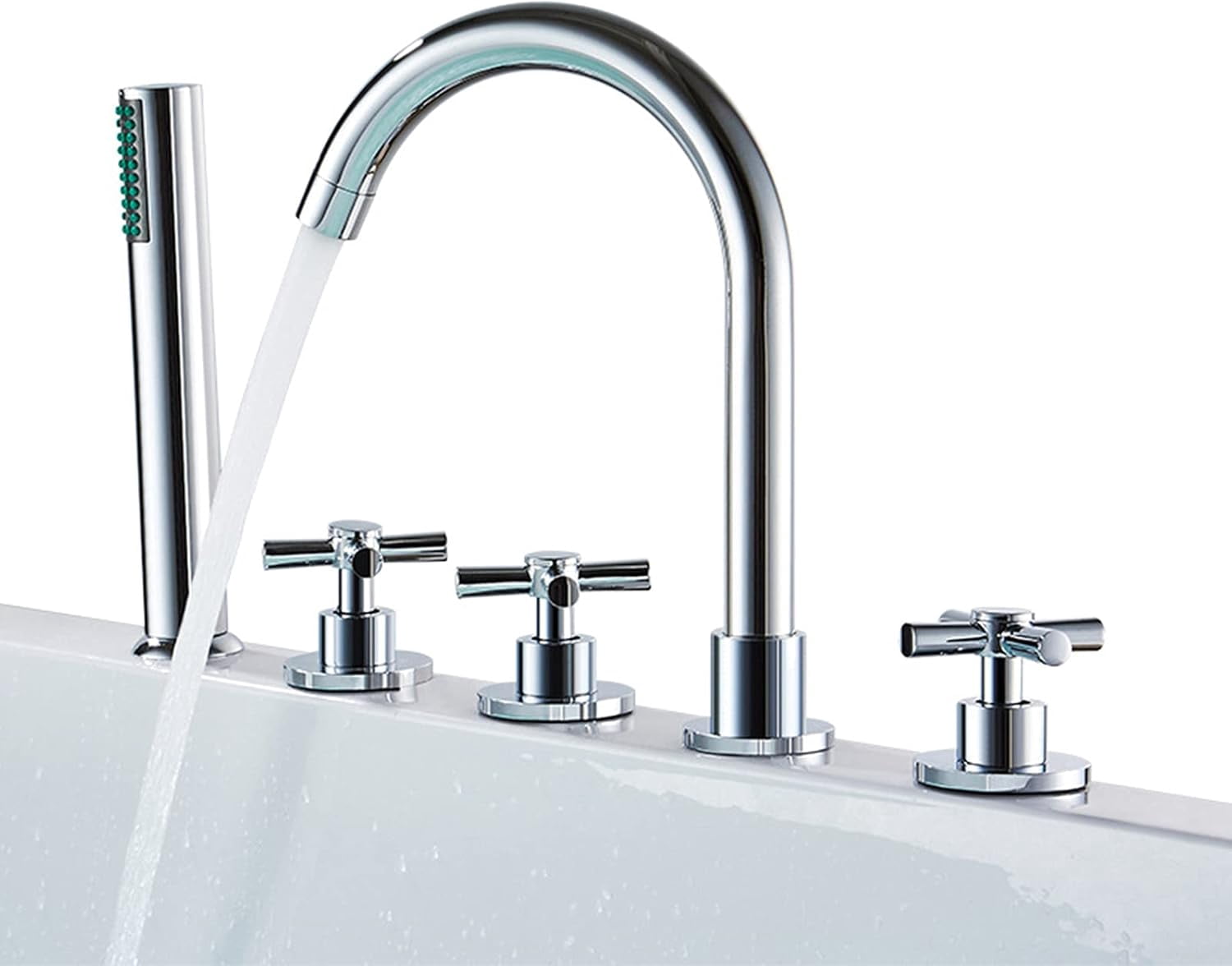 Bathtub Five-Piece Set Hot and Cold Water Mixer Tap, 360°Rotation Basin ...