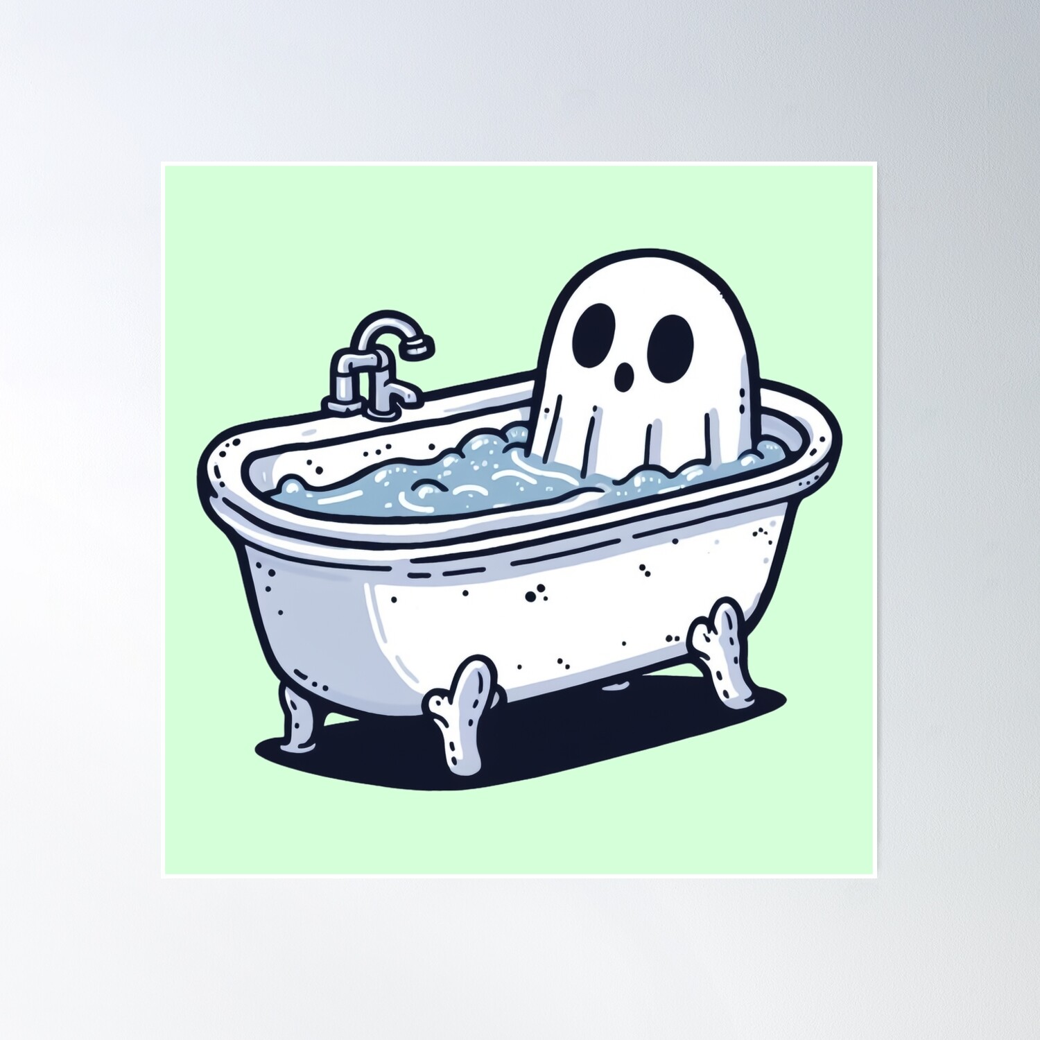 Bathtub Ghost Poster Wall Art, Modern Wall Decor, 16x16 UNFRAMED ...