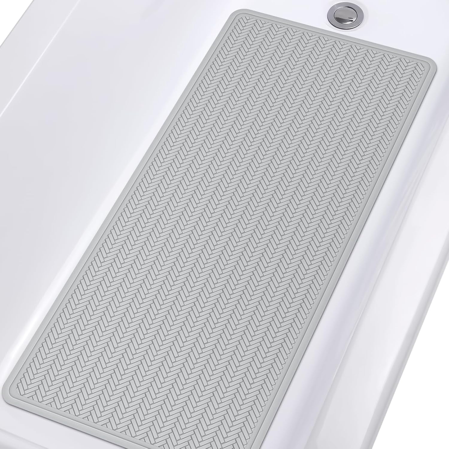 Bathtub Mat Non Slip, Extra Long Rubber Bath Mat for Tub, Machine ...