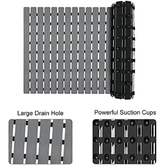 Bathtub Mat Non Slip, Shower Mat for Inside Shower, Suction Cups Design ...