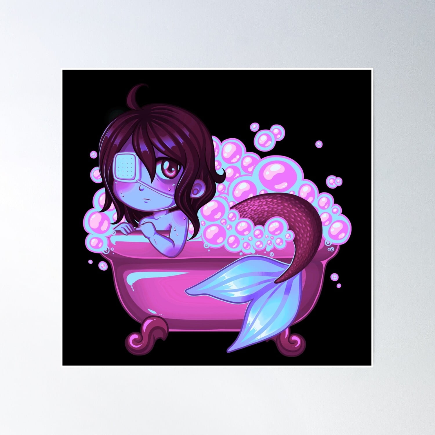 Bathtub Mermaid - Pink Poster Wall Art, Modern Wall Decor, 30x30 ...