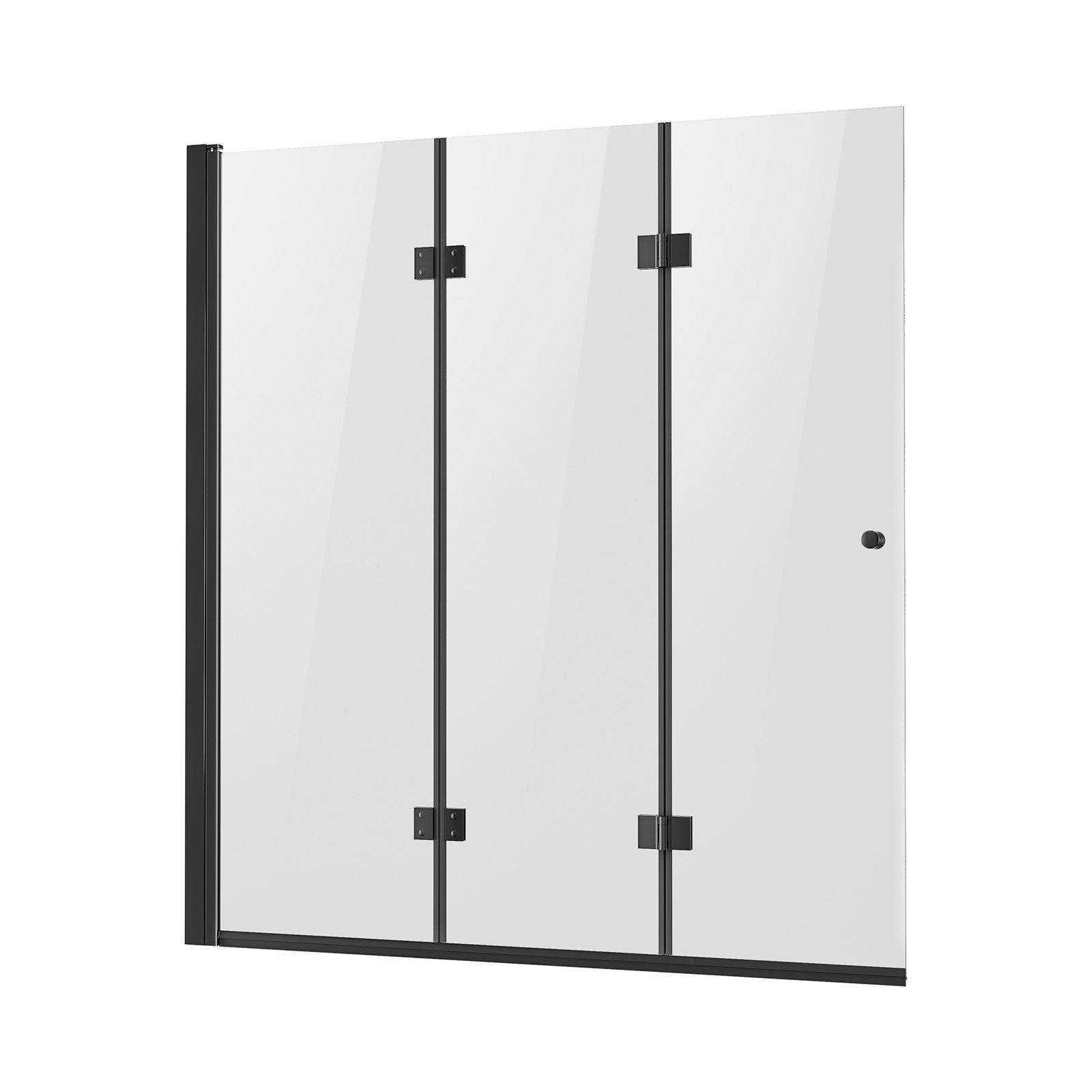 Bathtub Shower Door, 51 in. W x 56 in. H, Frameless Foldable Hinged ...