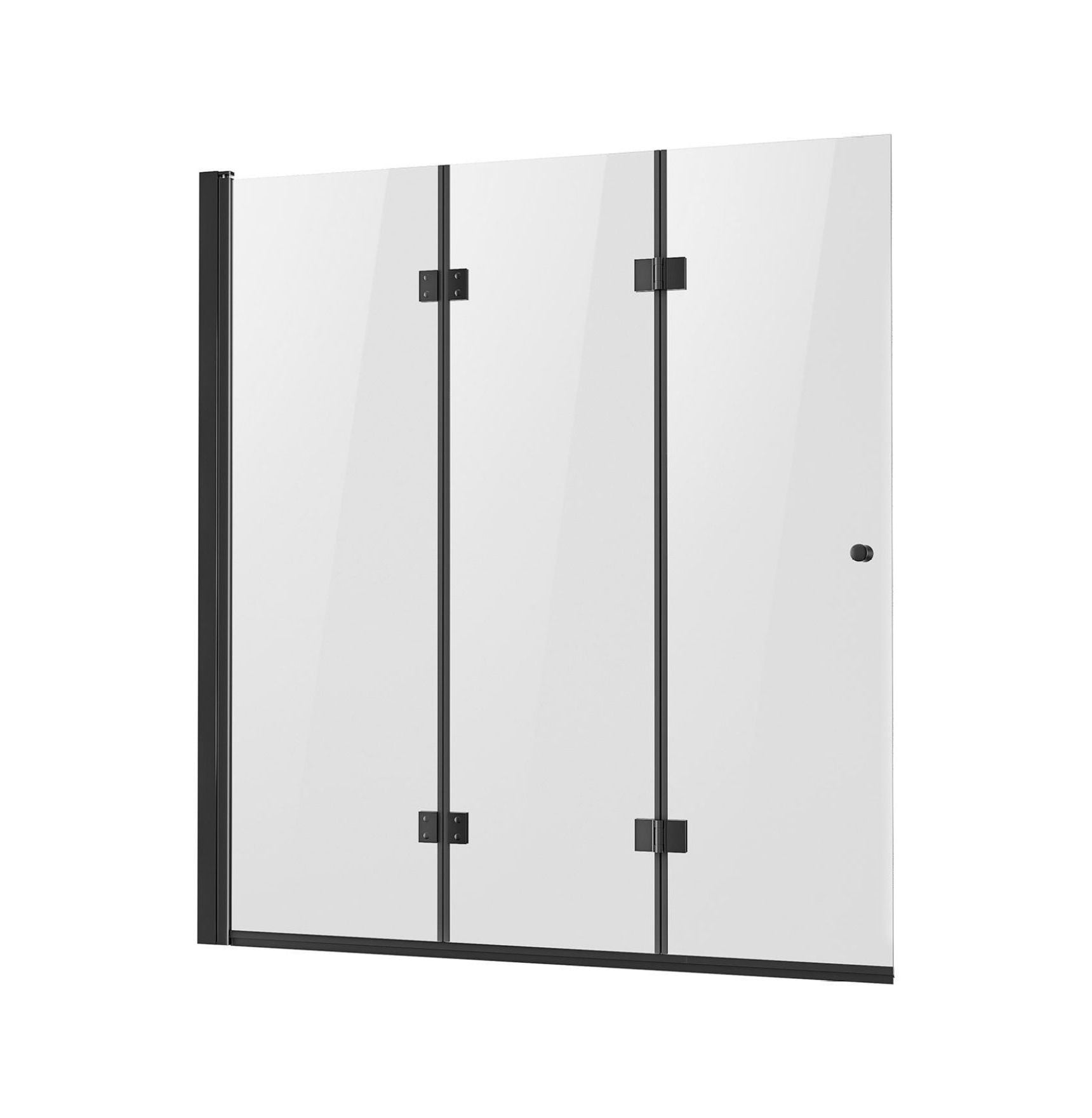 Bathtub Shower Door 51in W x 56in H, Frameless Tri-Fold Hinged Door ...