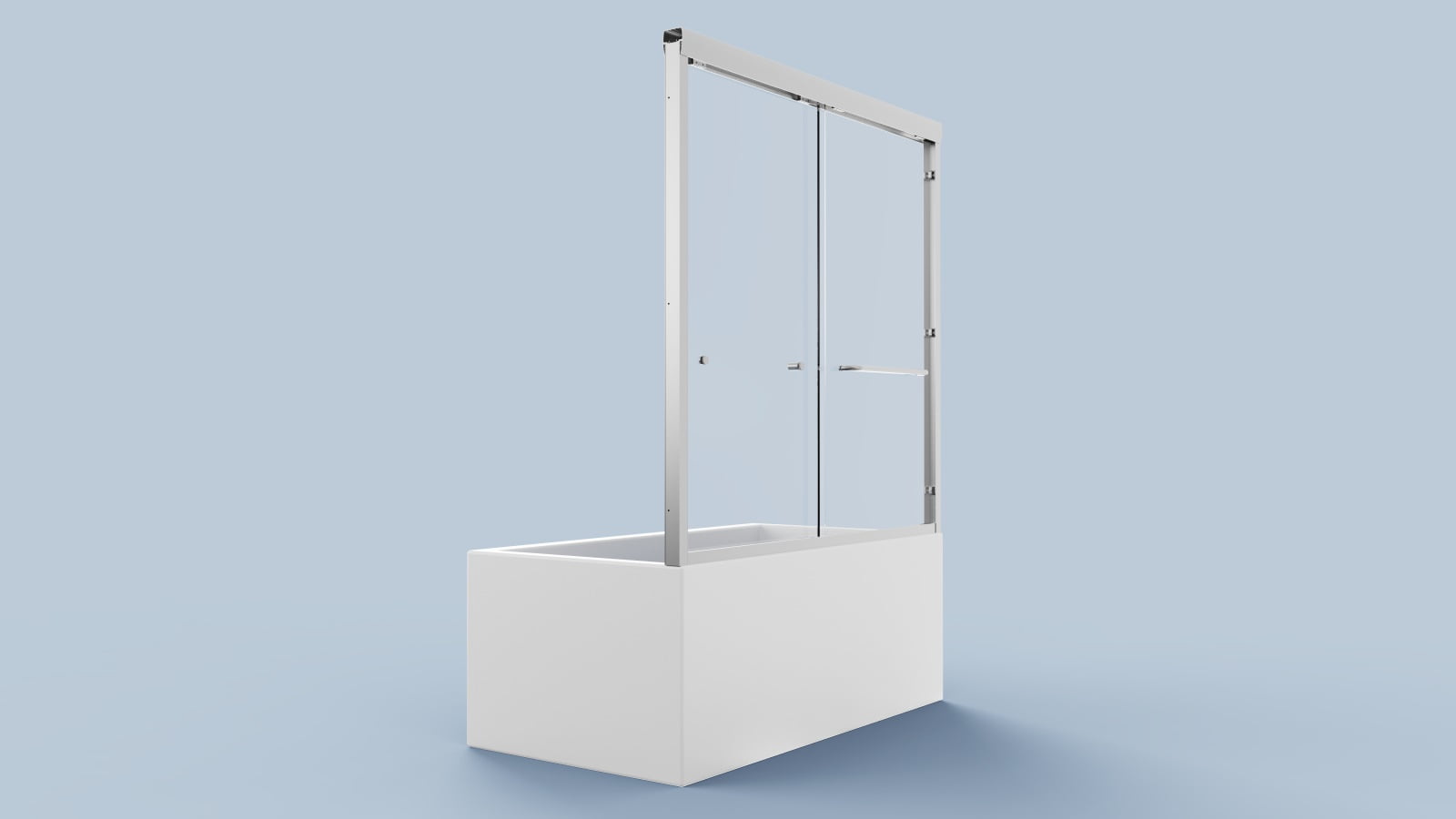 Bathtub Shower Door Semi-Frameless Double Sliding Tub Door 56"-60"Wx58 ...