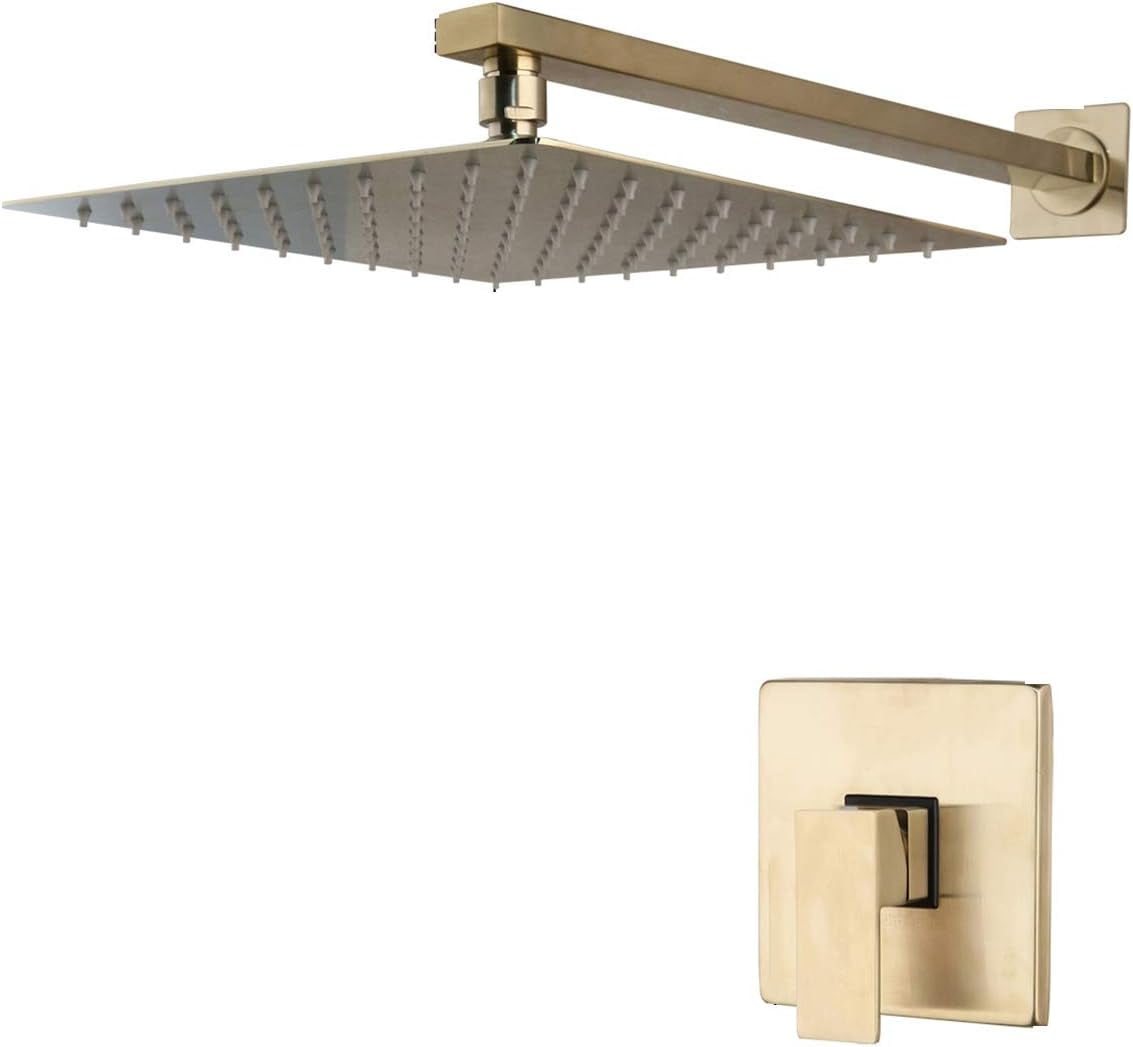 Bathtub Shower Kit, Luxury Brushed Gold Shower Faucet Set, Wall Mount ...