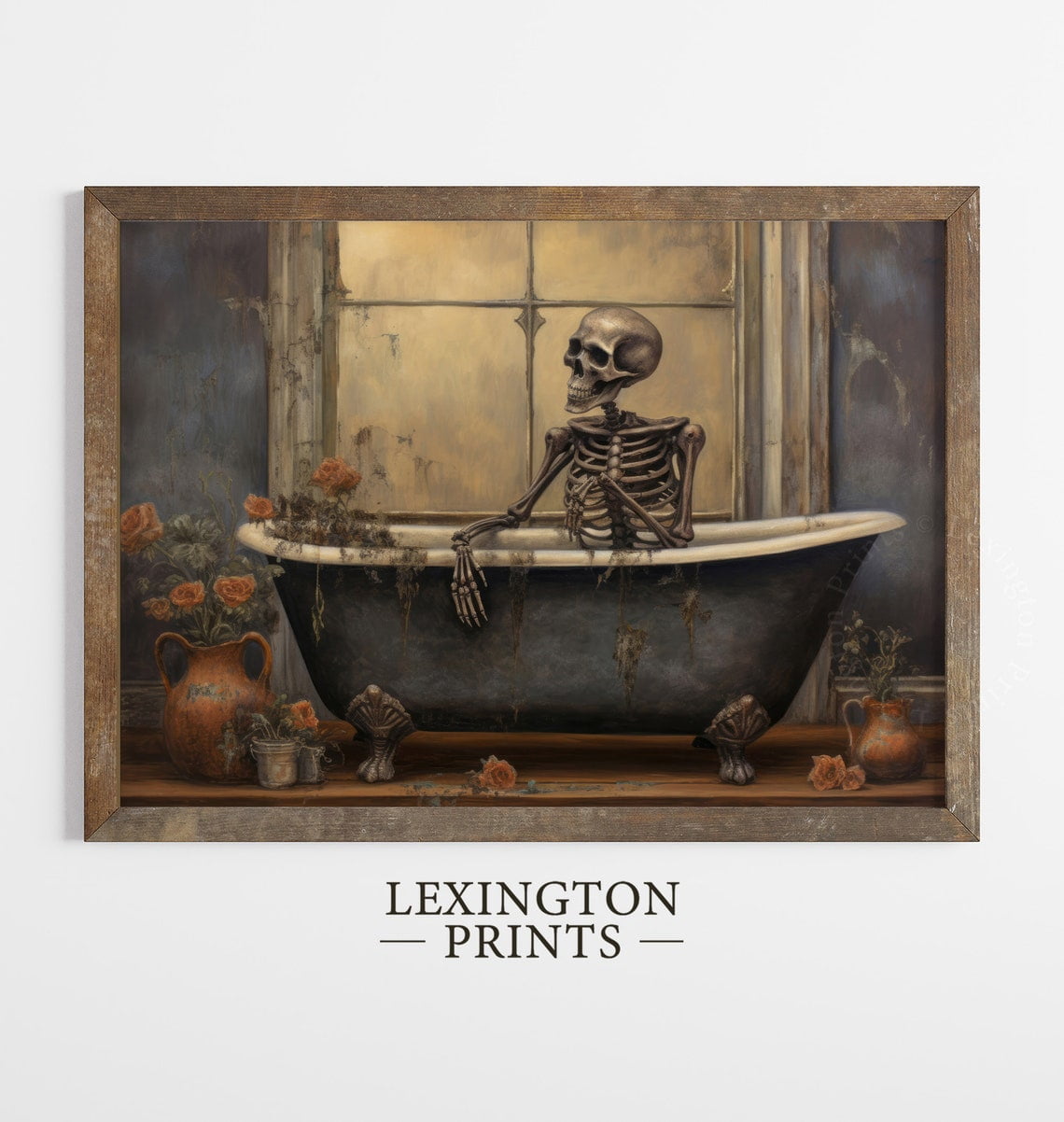 Bathtub Skeleton Decor Bathroom Decor Painting Wall Art Spooky Season ...