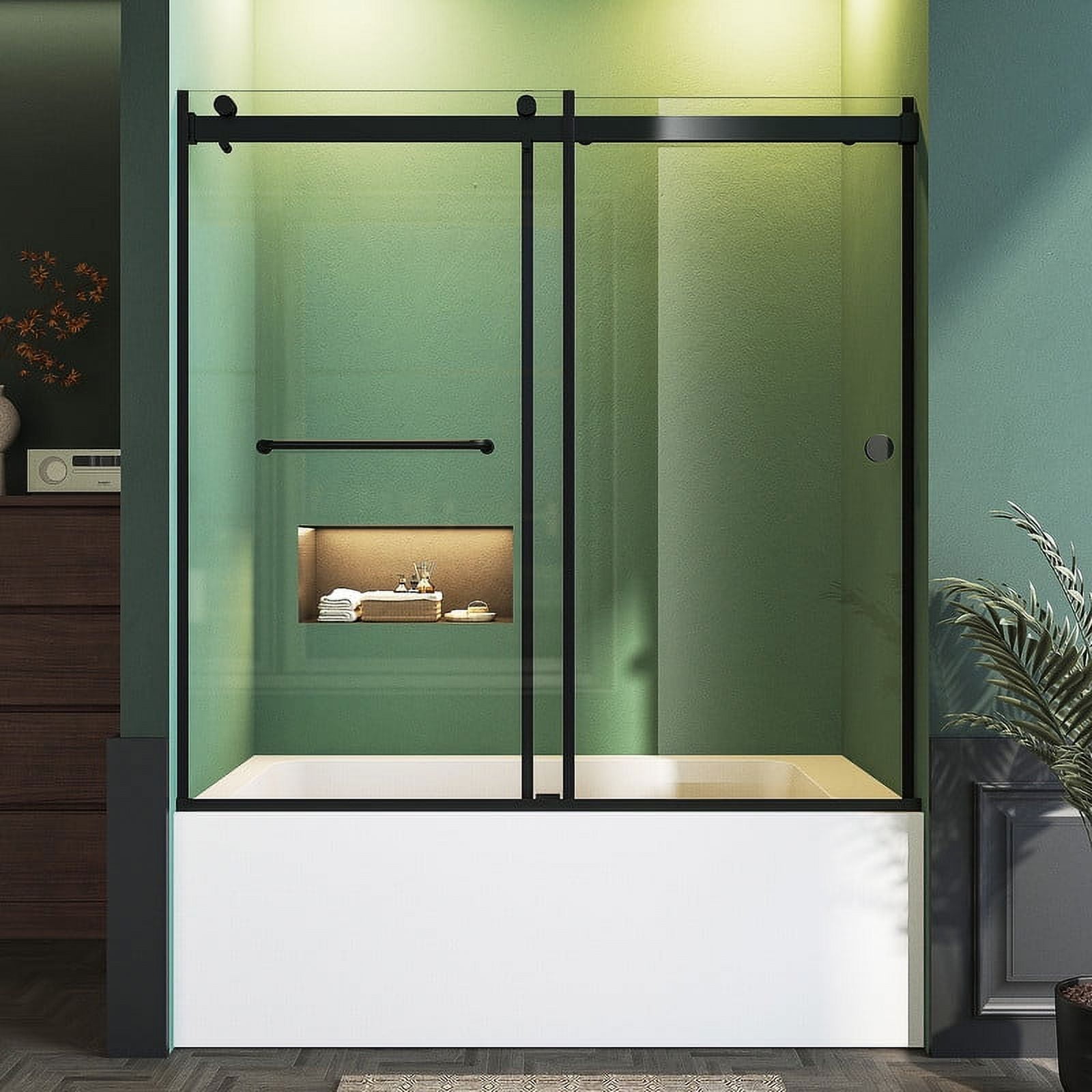 Bathtub Sliding Door, 60"W x 56"H Tub Shower Door, Bathtub Door ...