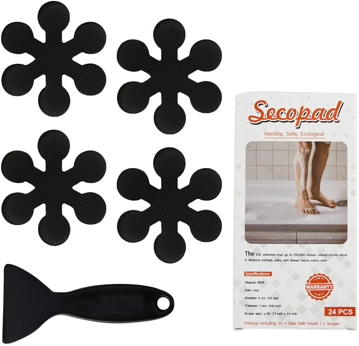 Bathtub Stickers Non-Slip, Safety Shower Treads Adhesive Appliques with ...