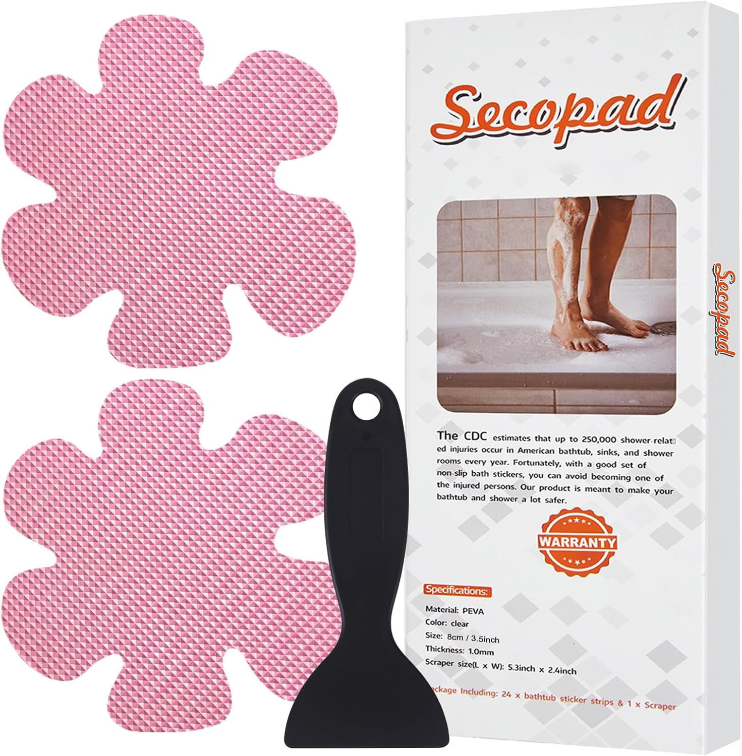 Bathtub Stickers Non-Slip, Safety Shower Treads Adhesive Appliques with ...