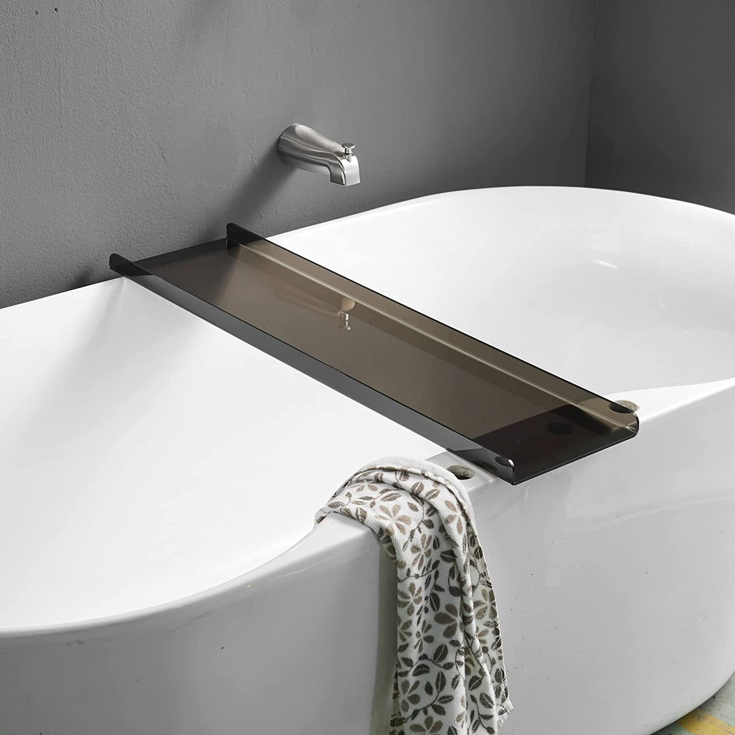 Bathtub Tray Caddy Black Bath Tub Rack Shelf, Luxury Bathroom Organizer ...