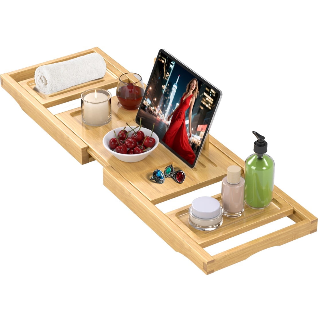 Bathtub Tray Caddy,Premium Bamboo Expandable Bath Tub Trays Table ...