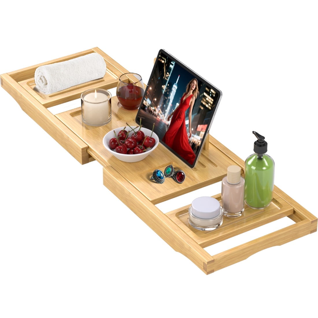 Bathtub Tray Caddy,Premium Bamboo Expandable Bath Tub Trays Table ...