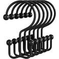 Bathway Shower Curtain Hooks Matte Black Rings, 12 Pcs Double Hook ...