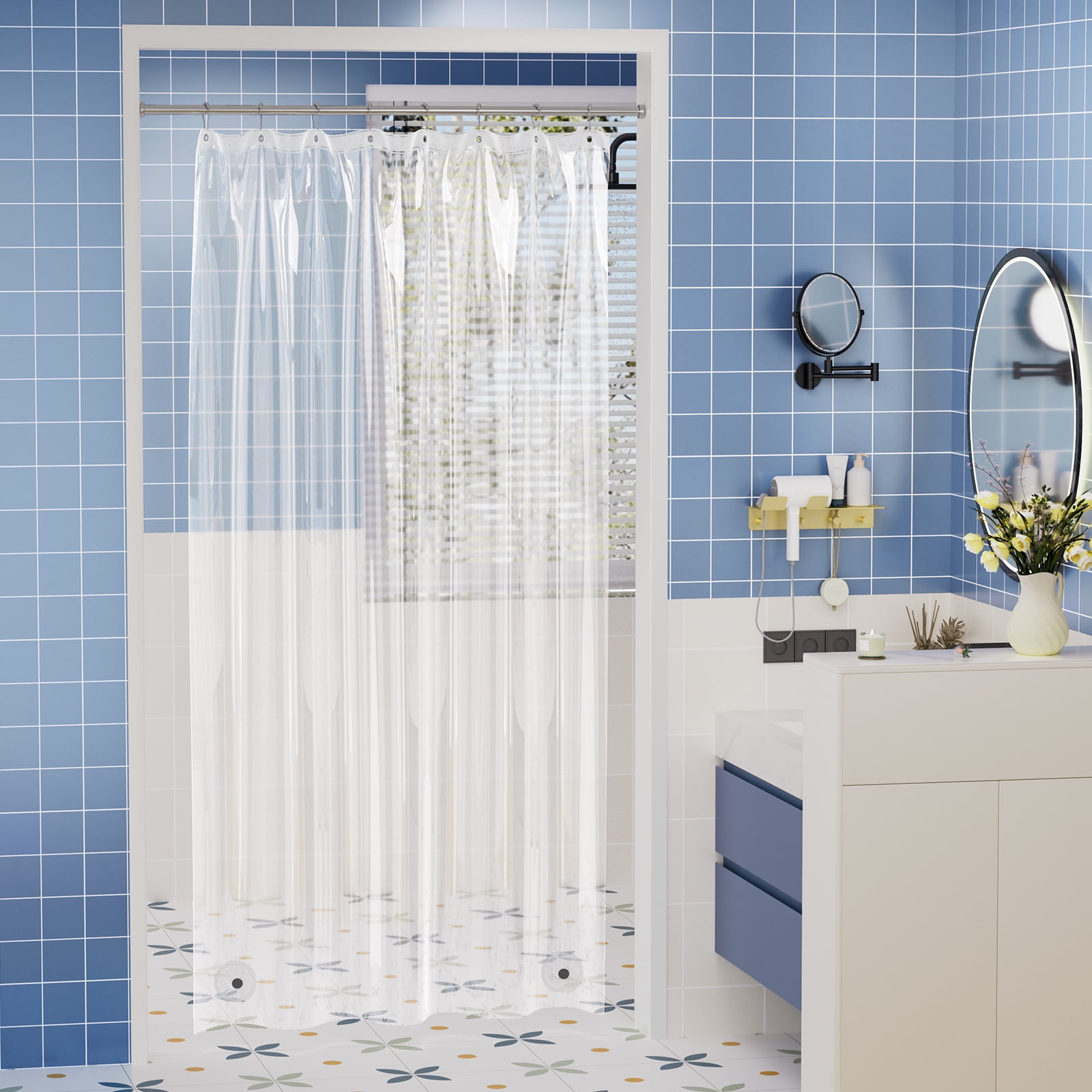 Bathway Shower Curtain Liner, 48"W x 72"L Waterproof PEVA Plastic ...
