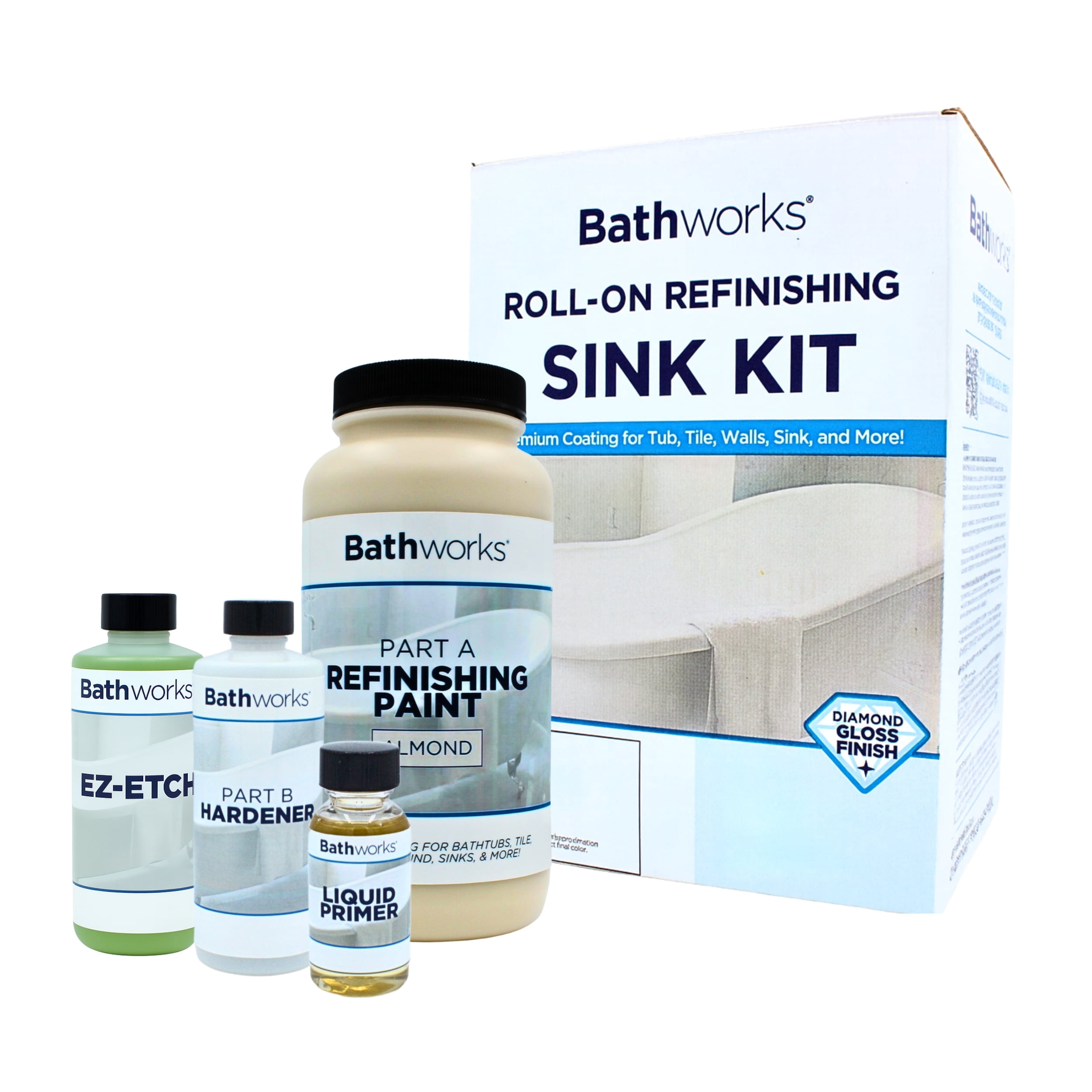 Bathworks Roll-On Sink Refinishing Kit, High Gloss, Almond - Walmart.com