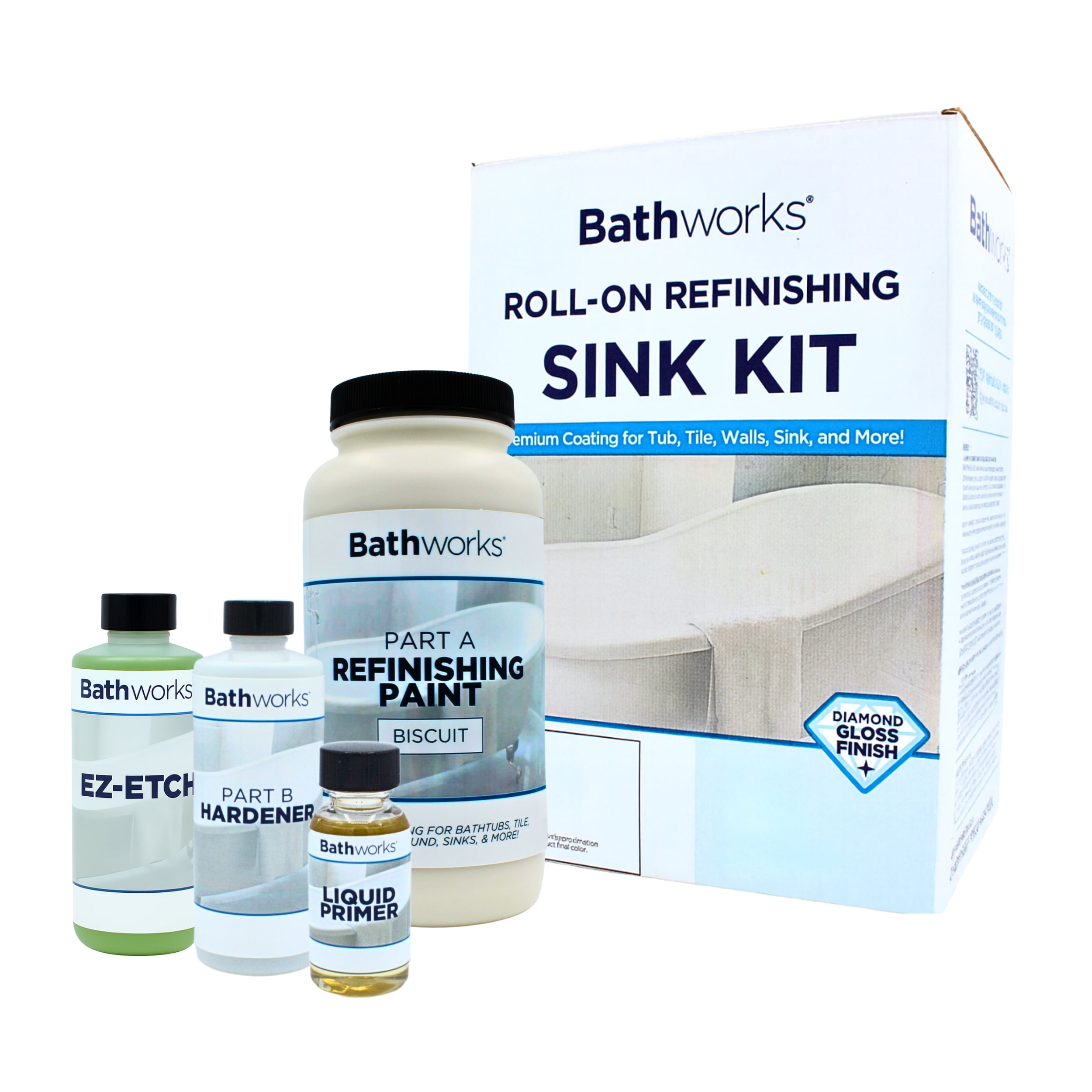 Bathworks Roll-On Sink Refinishing Kit, High Gloss, Biscuit - Walmart.com