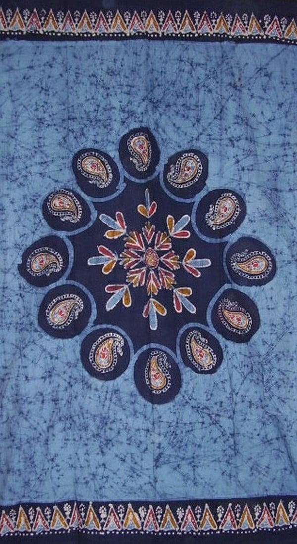 Batik Curtain Drape Panel Cotton 46" x 88" Blue - Walmart.com