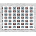 Batik Decor Tapestry, Geometric Square Shaped Lines Aztec Tribal Forms ...
