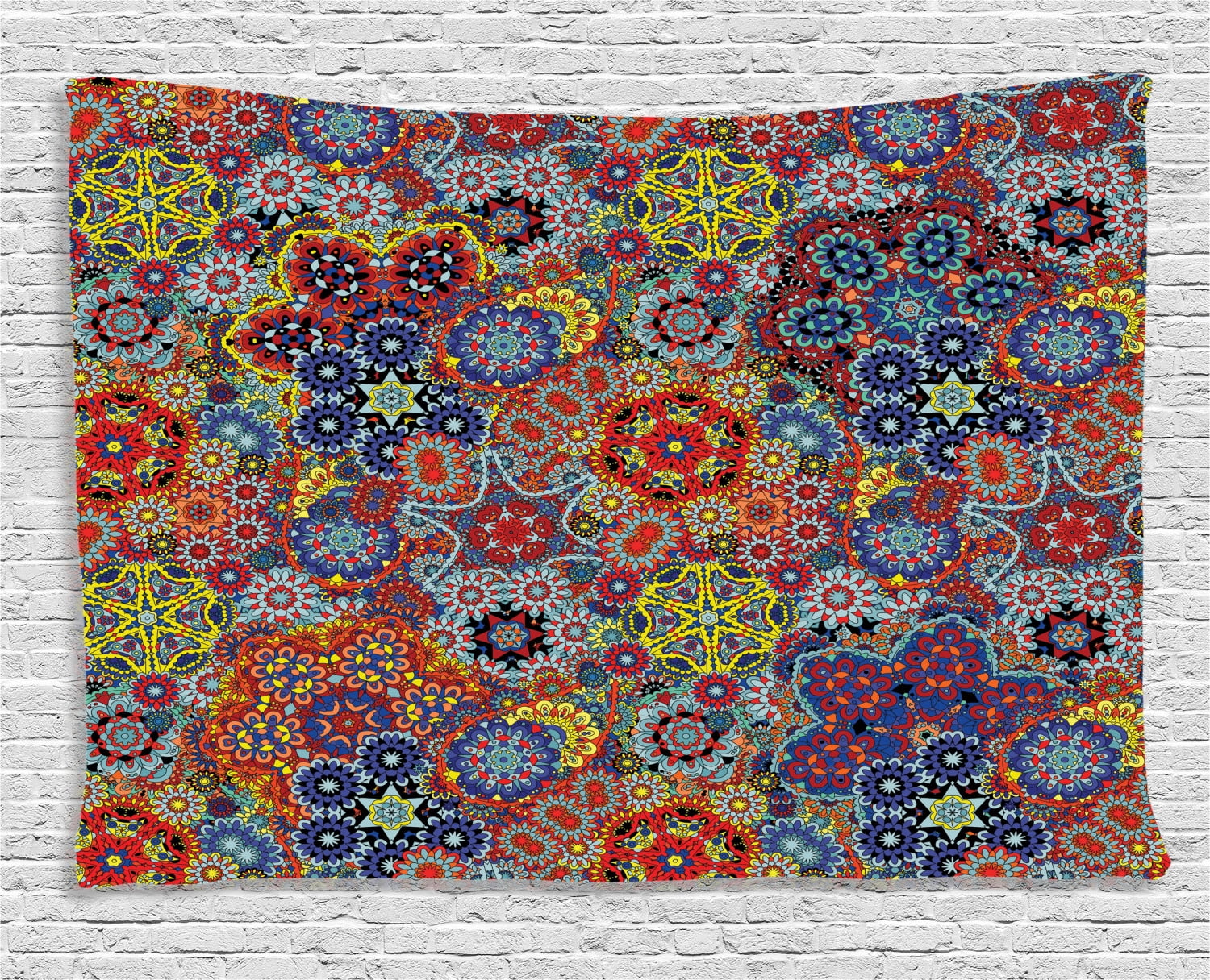 Batik Decor Tapestry, Vintage Combined Nested Paisley Motif Oriental ...