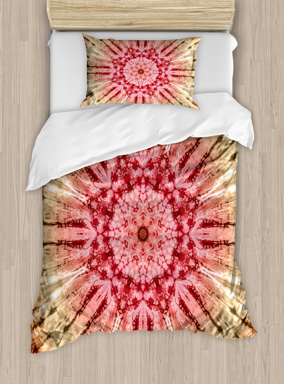 Batik Duvet Cover Set Twin Size, Gradient Circle Batik Pattern with ...