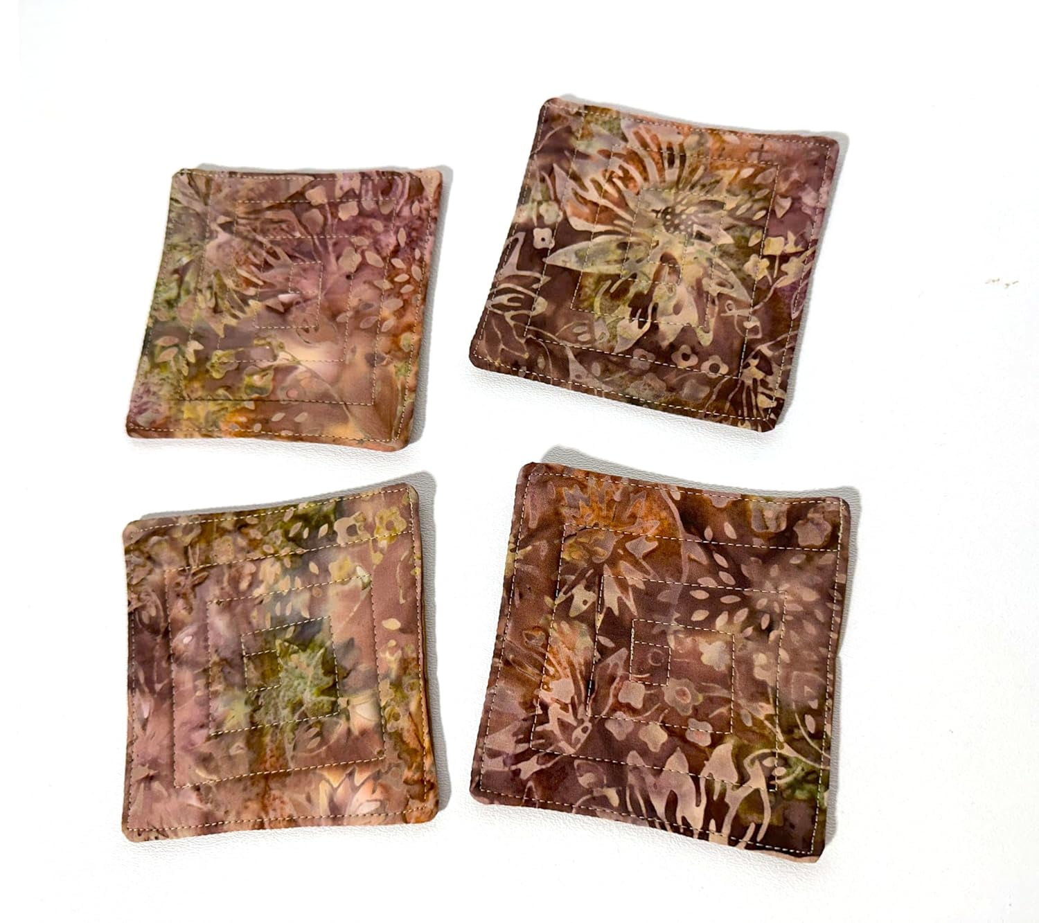Batik Fabric Quilted Coasters in and Purple Floral Pattern - Walmart.com