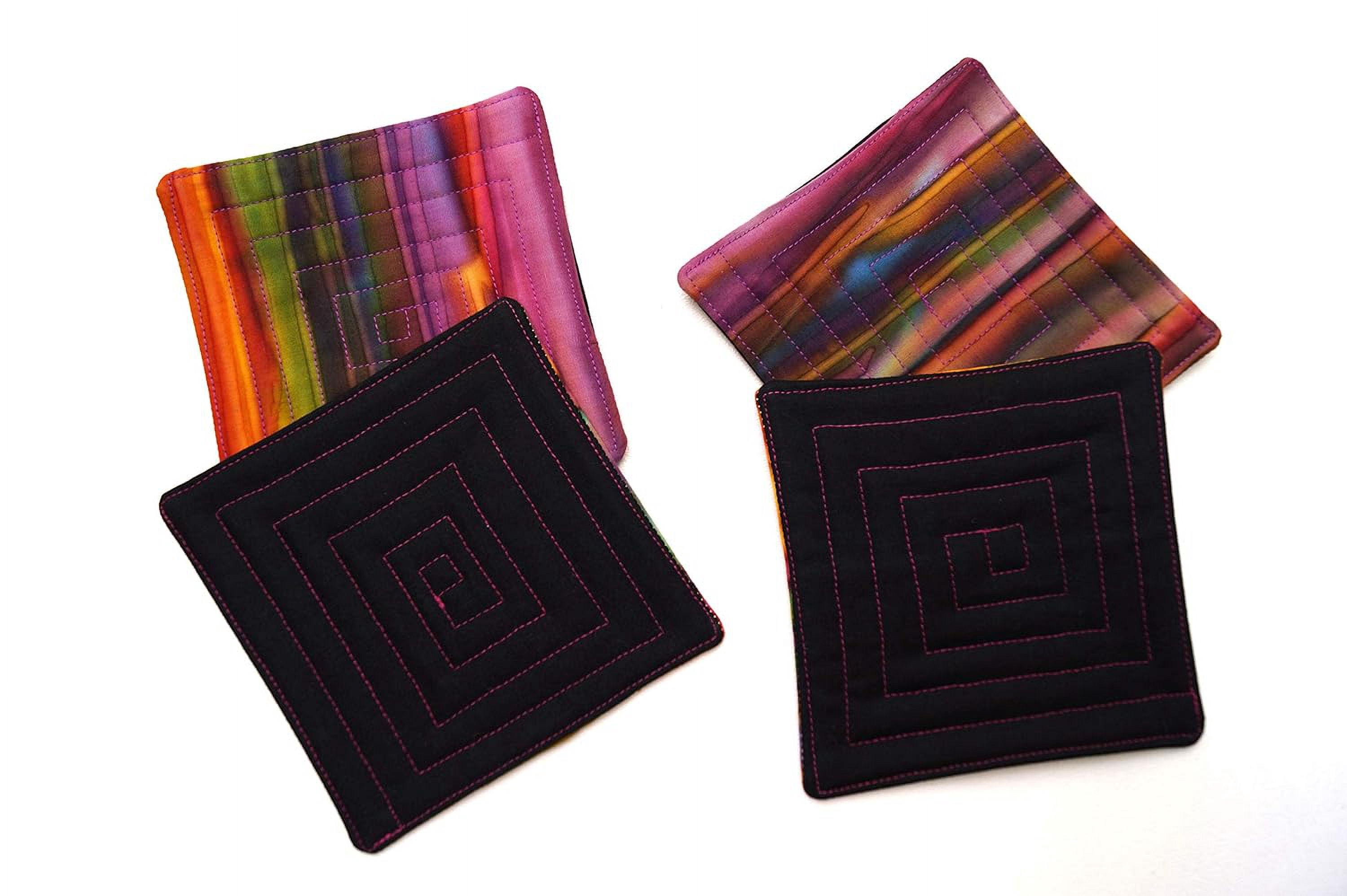 Batik Quilted Fabric Coaster Set in Colorful Stripes - Walmart.com
