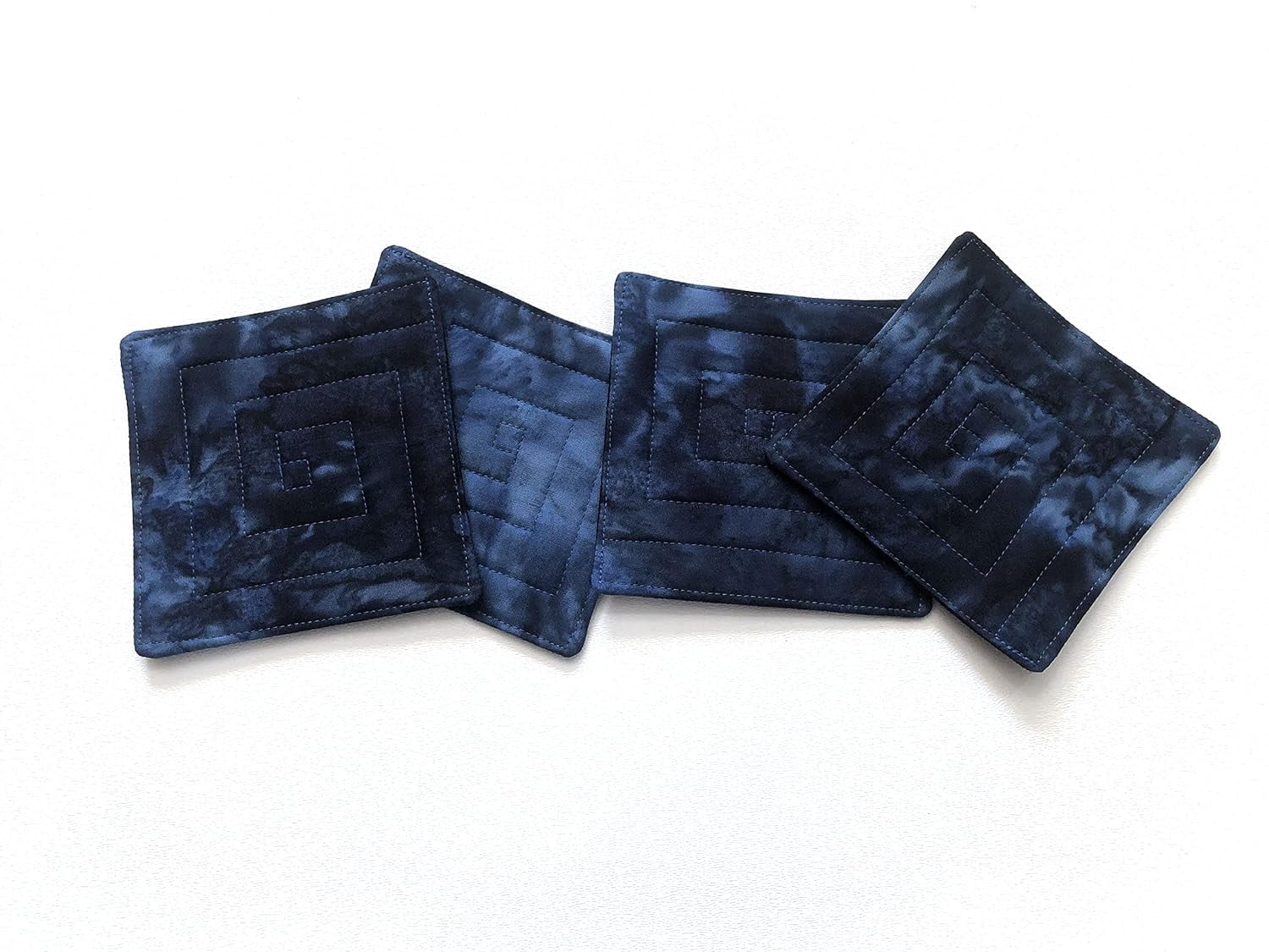 Batik Quilted Fabric Coaster Set in Shades of Blue - Walmart.com