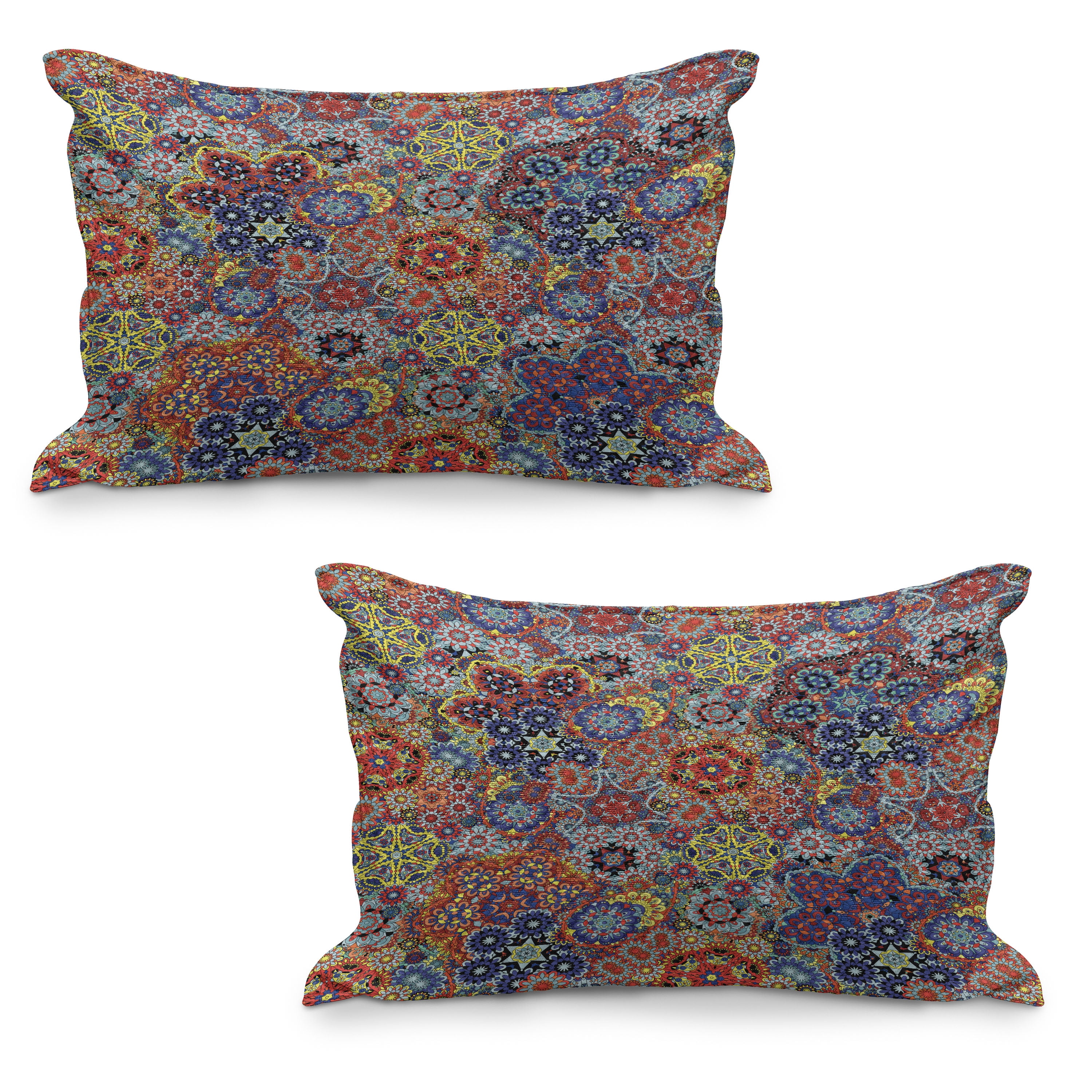 Batik Quilted Pillowcover Set of 2, Vintage Combined Nested Paisley ...