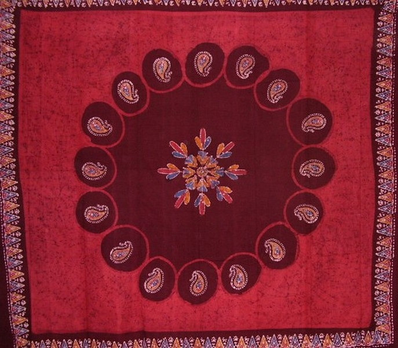 Batik Tapestry Cotton Bedspread 108" x 108" Queen-King Red - Walmart.com