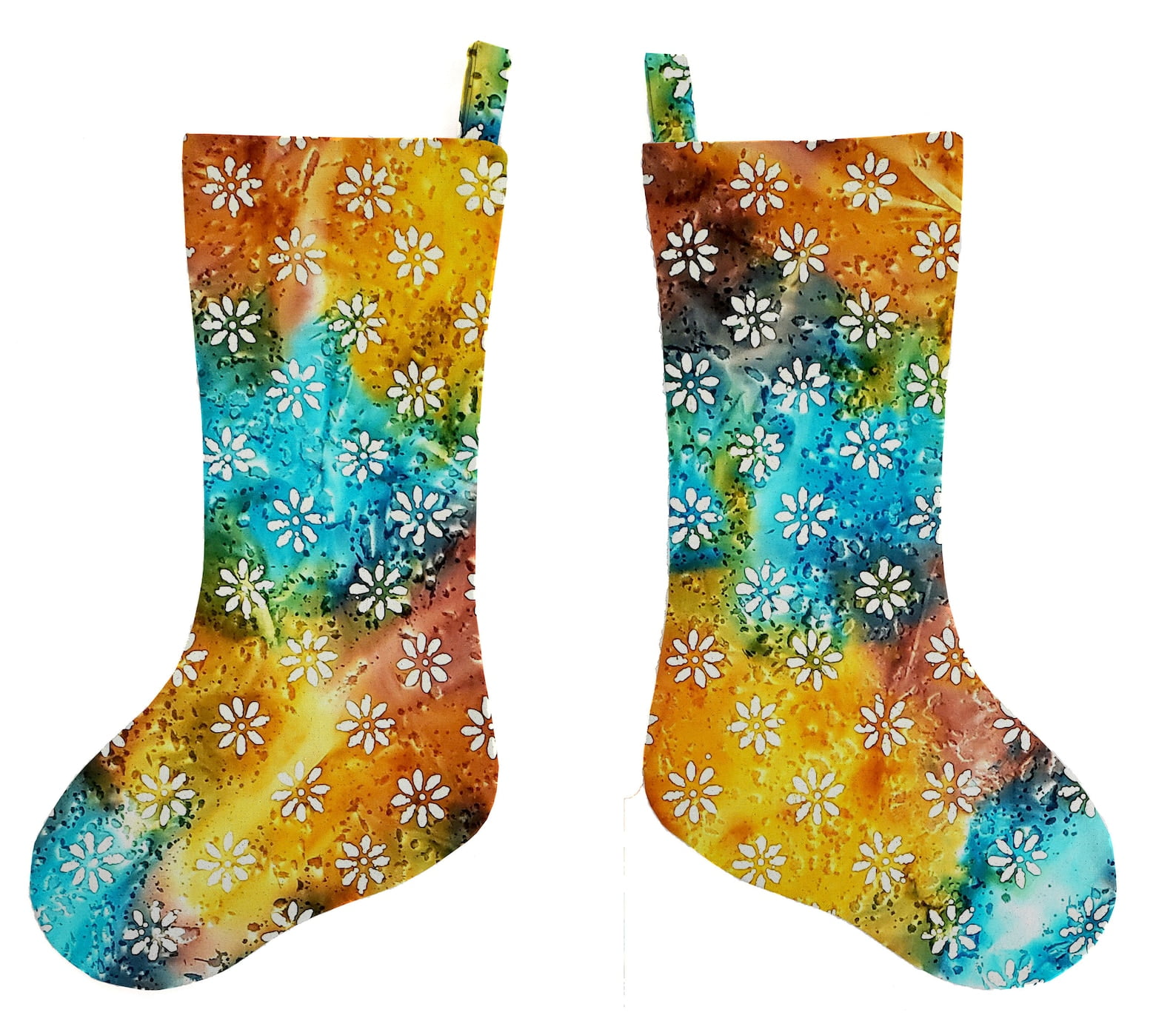 Batik Tie Dye Christmas Stocking by Penny's Needful Things (Orange Teal ...