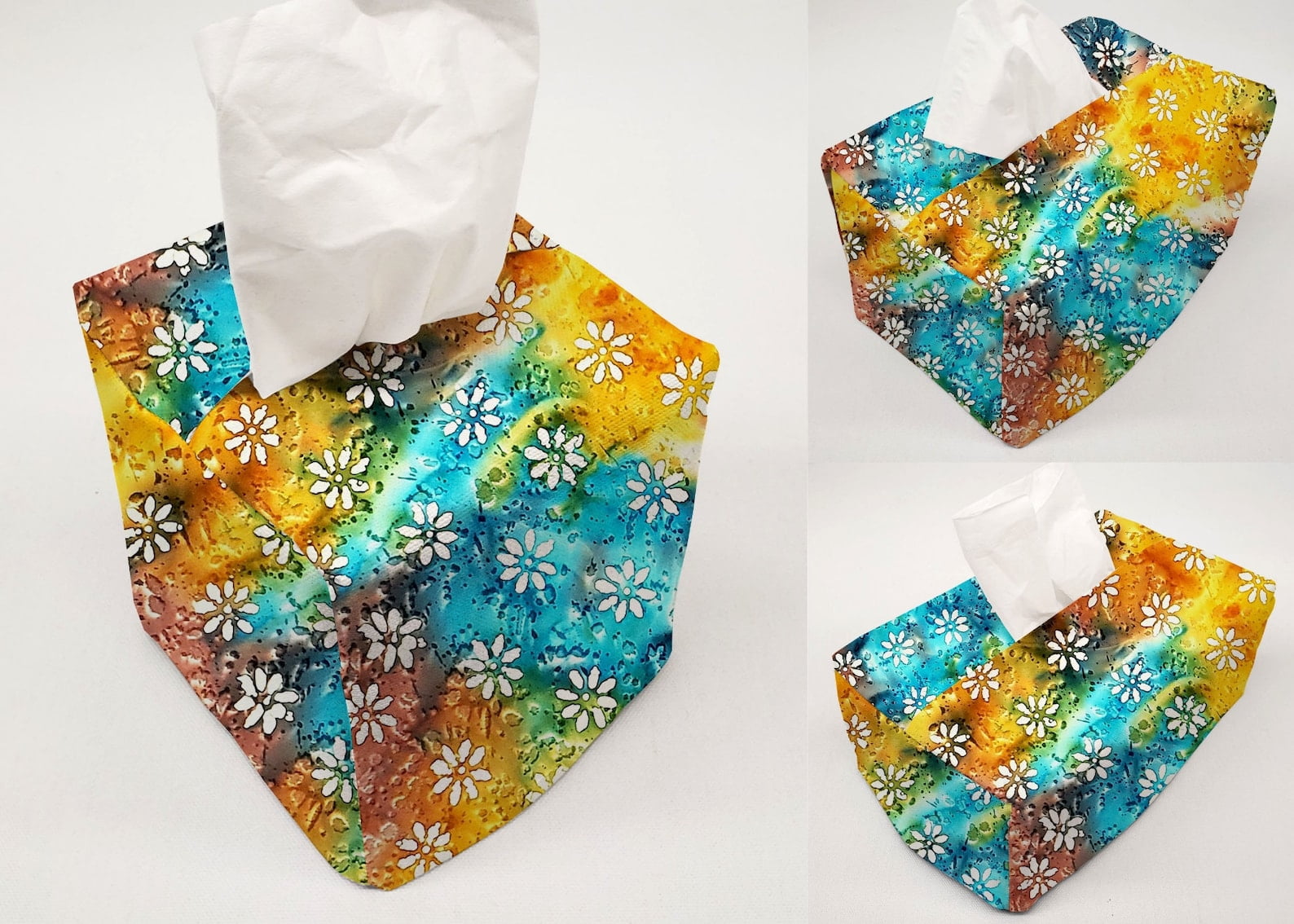 Batik Tie Dye Tissue Box Cover by Penny's Needful Things (Cube) (Orange ...
