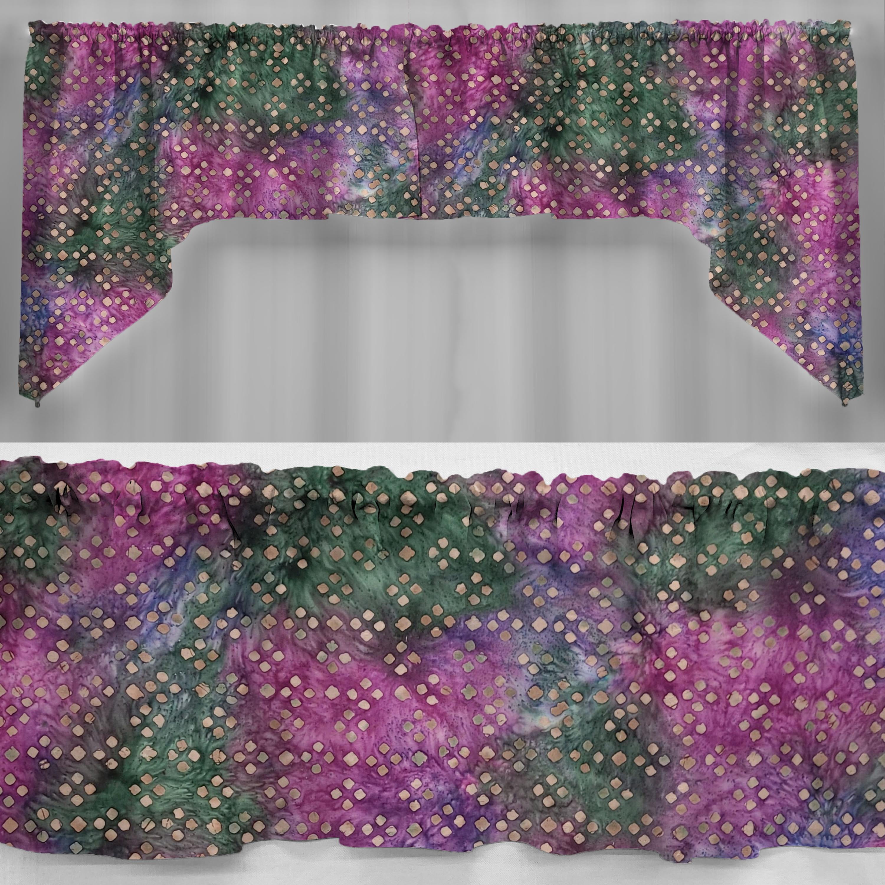 Batik Tie Dye Valances by Penny's Needful Things (Two Valance Panels 15 ...