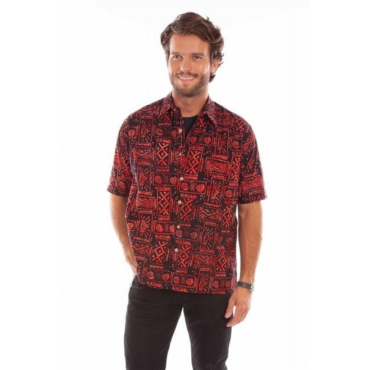 Batik Tribal Shirt with Tribal Pattern, Red - Extra Large - Walmart.com