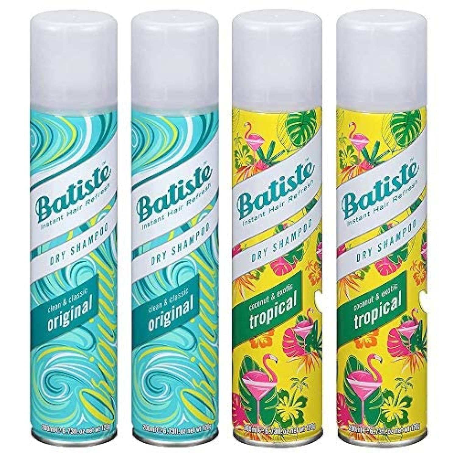 Batiste Dry Shampoo Spray 4 Pack, Original and Tropical Fragrance, 6.73 ...