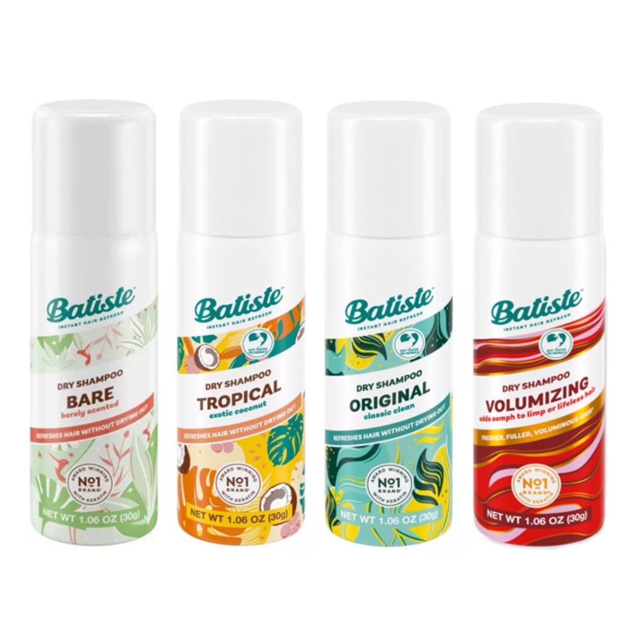 Batiste Mini Dry Shampoo, Instant Hair Refresh, With Keratin, 4 Pack ...