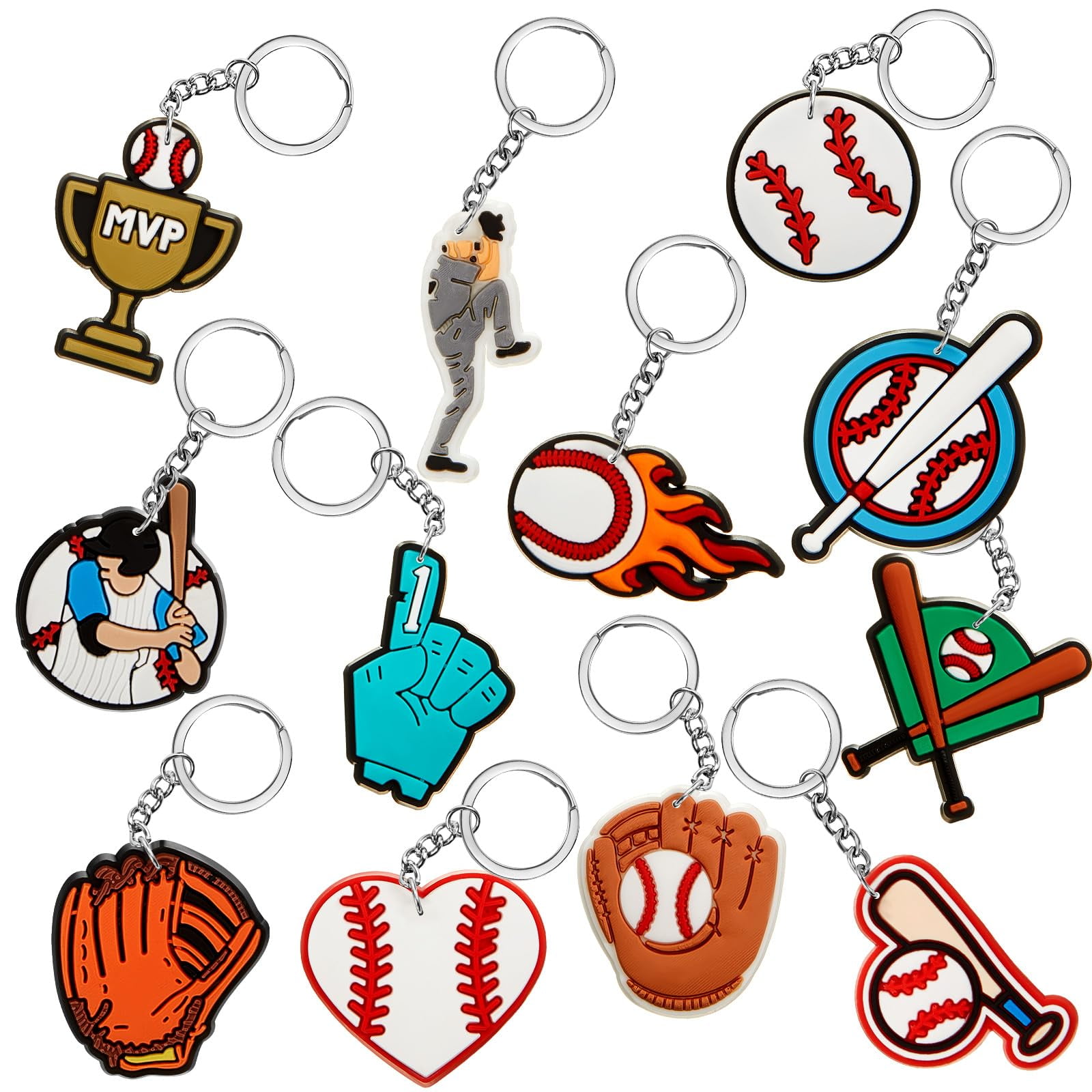 Batiyeer 36 Pack Sports Keychains Sports BSL1 Ball Key Ball Keychain ...