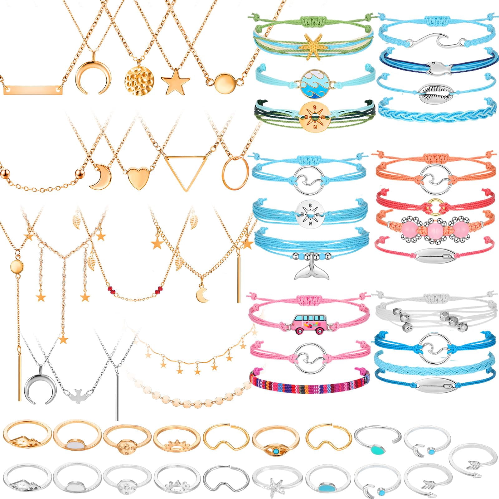 Batiyeer 60 Pcs Christmas Surfer Wave Friendship Bracelet Layered ...