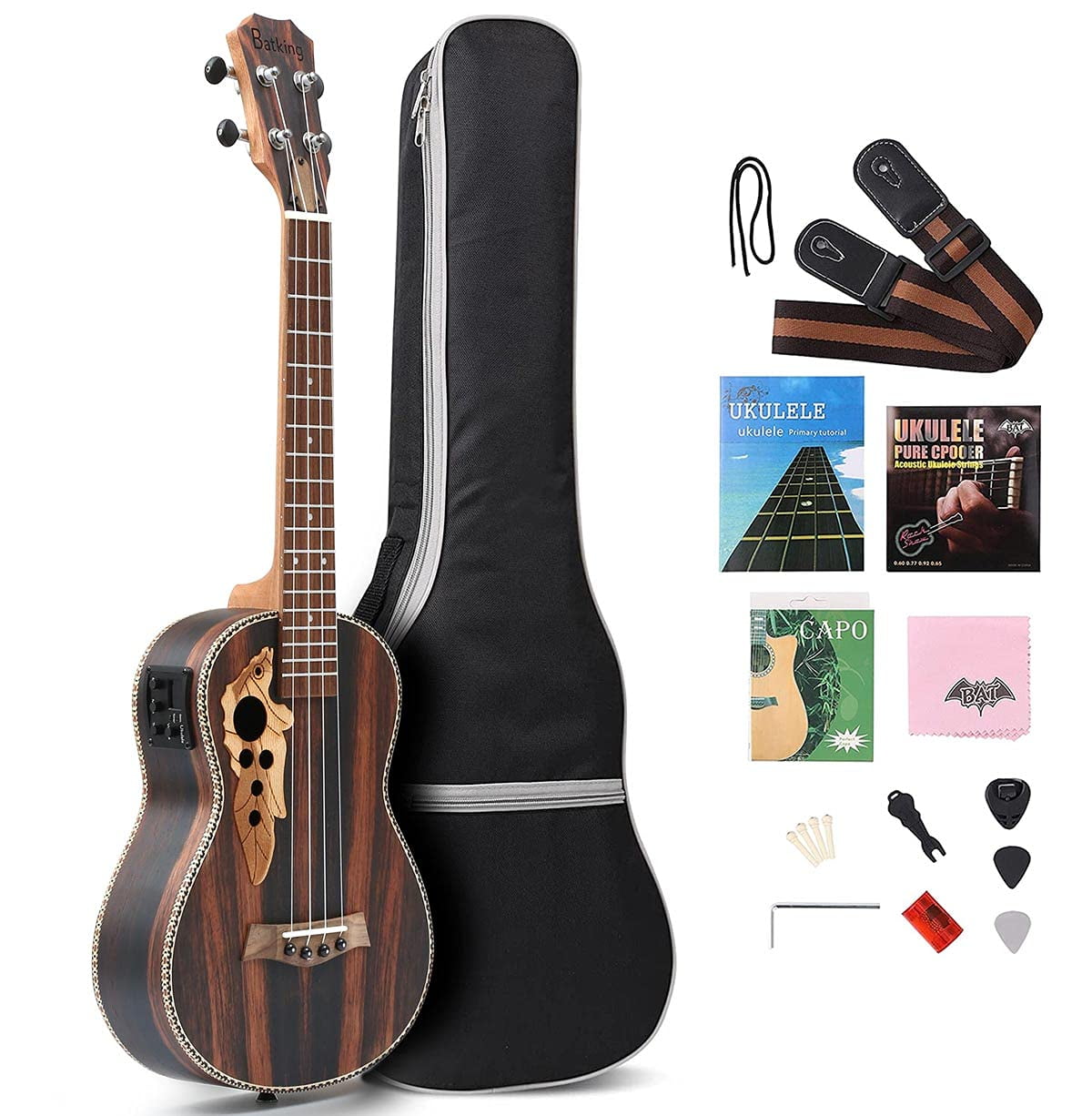 Batking Baritone Ukulele Electric 30 Inch Blackwood Ukelele Kit with ...
