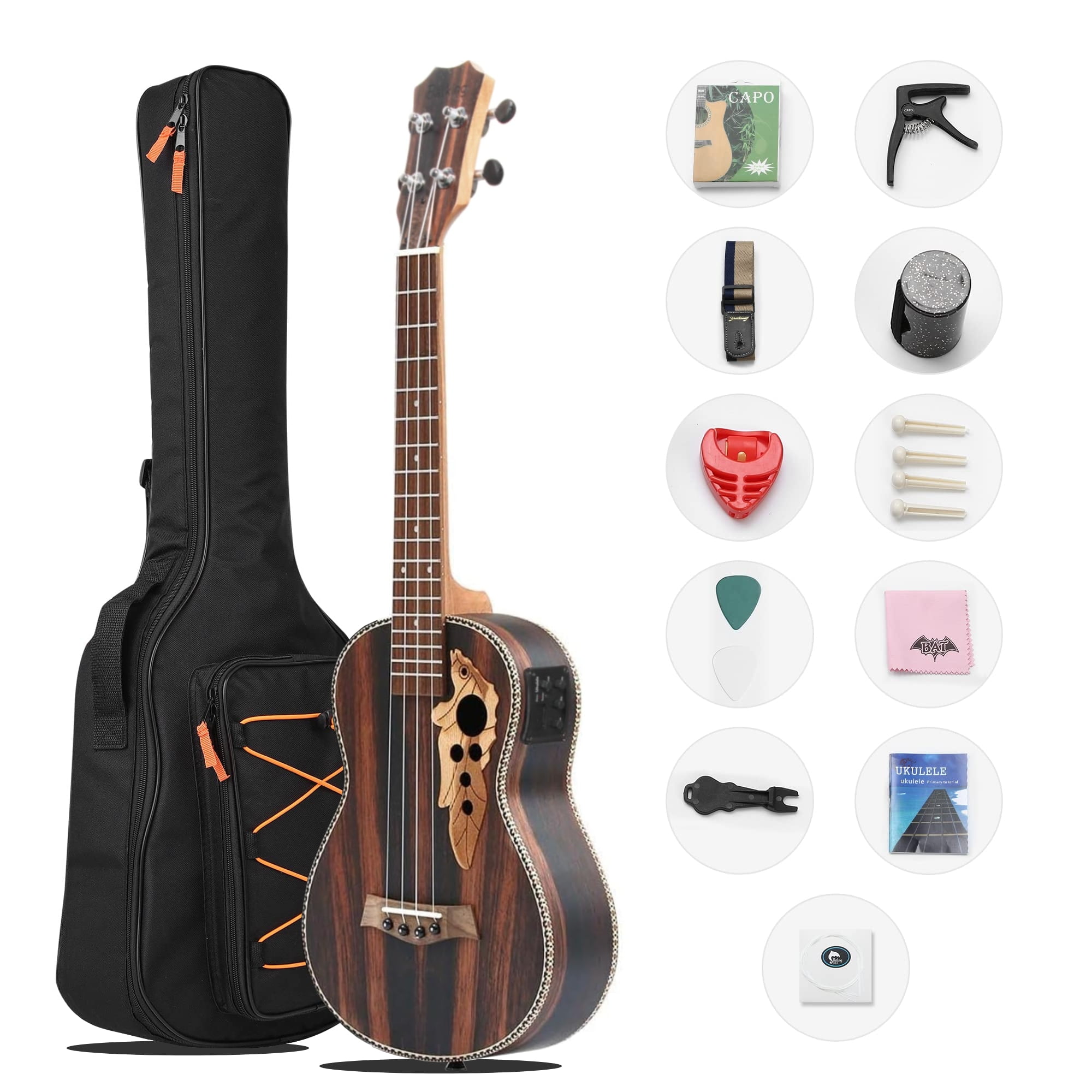 Batking Baritone Ukulele for Left Hand, Electric 30 Inch Blackwood ...