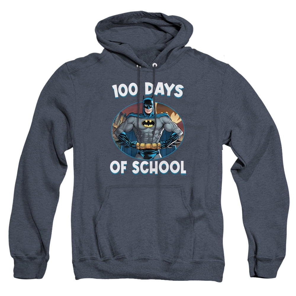 Batman 100 Days of School Unisex Adult Pull-Over Heather Hoodie, Navy ...