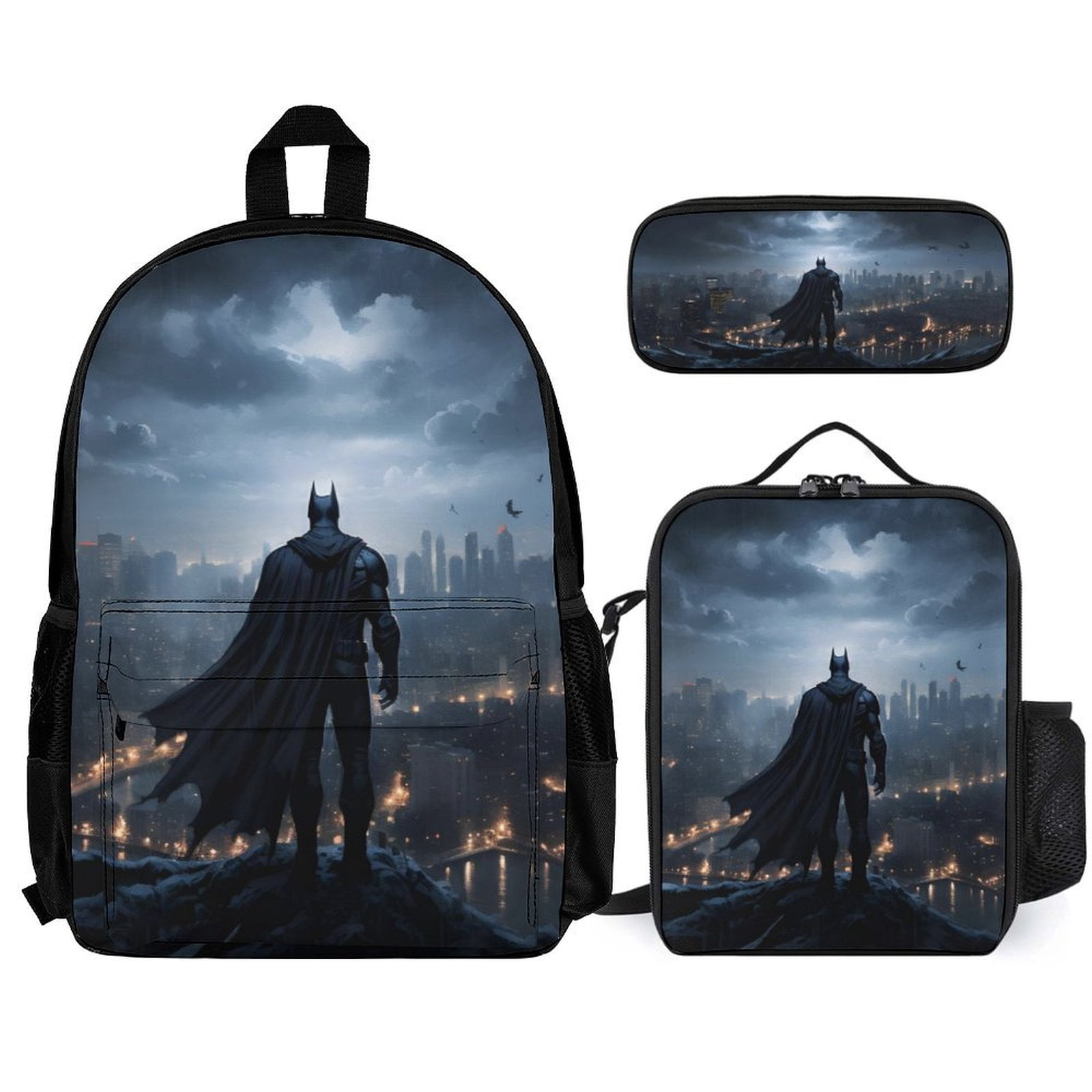 Batman 3Pcs Backpacks Sets BookBag with Lunch Bag And Pencil Case ...