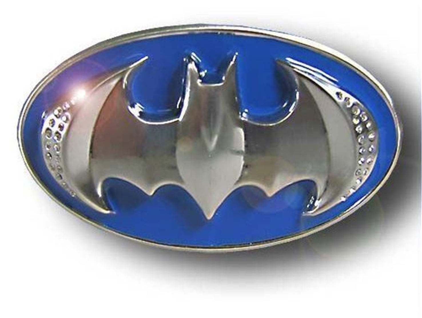 Batman 3d Belt Buckle Silver Blue Chrome with Rhinestones DC Comics ...