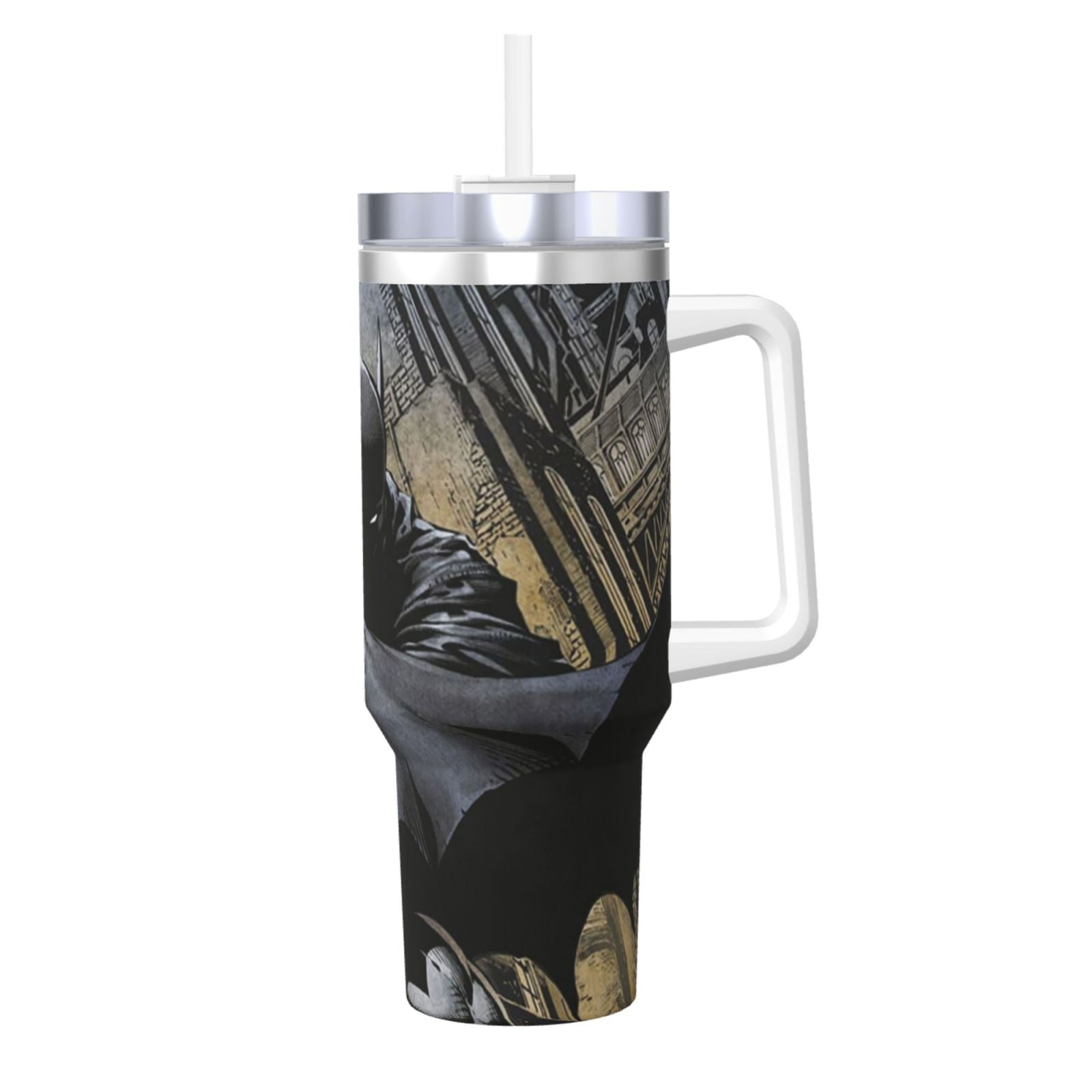 Batman 40 oz Tumbler With Handle and Straw, Stainless Steel Vacuum ...
