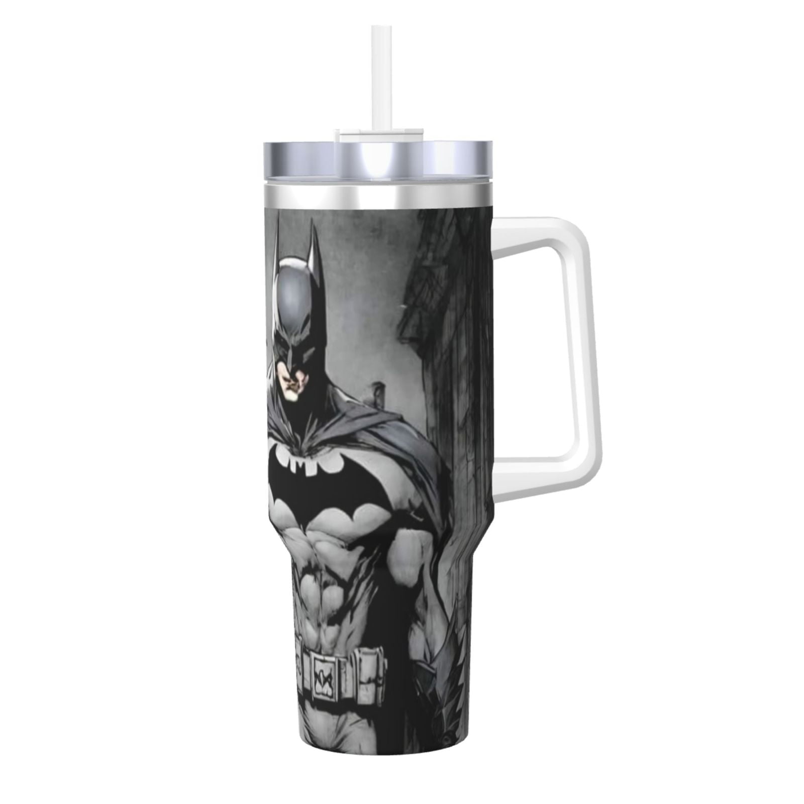 Batman 40oz Ice Bully With Handle Straw And Lid, Print Stainless Steel ...